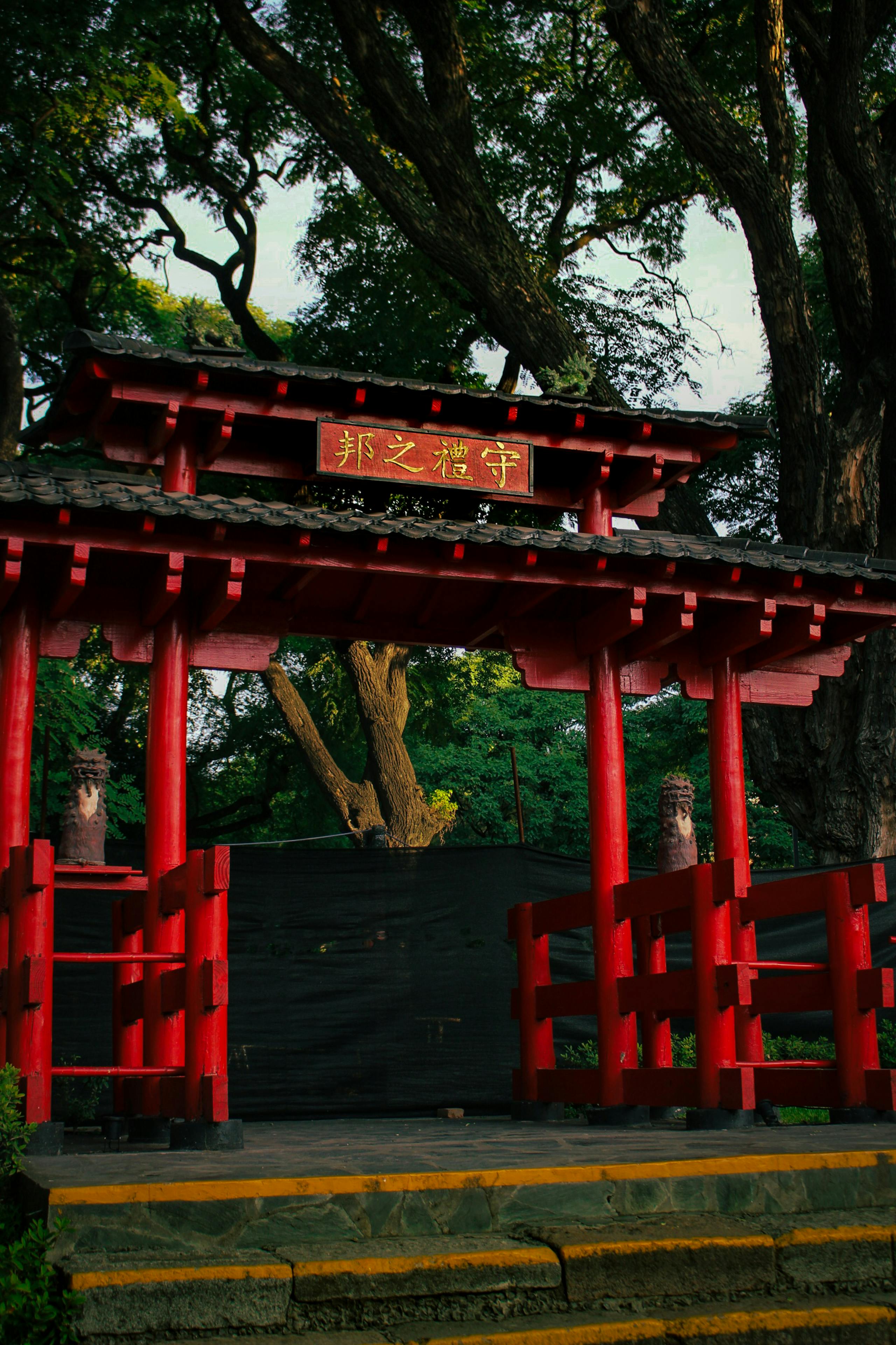 Red Torii Gate in Serene Forest Setting · Free Stock Photo