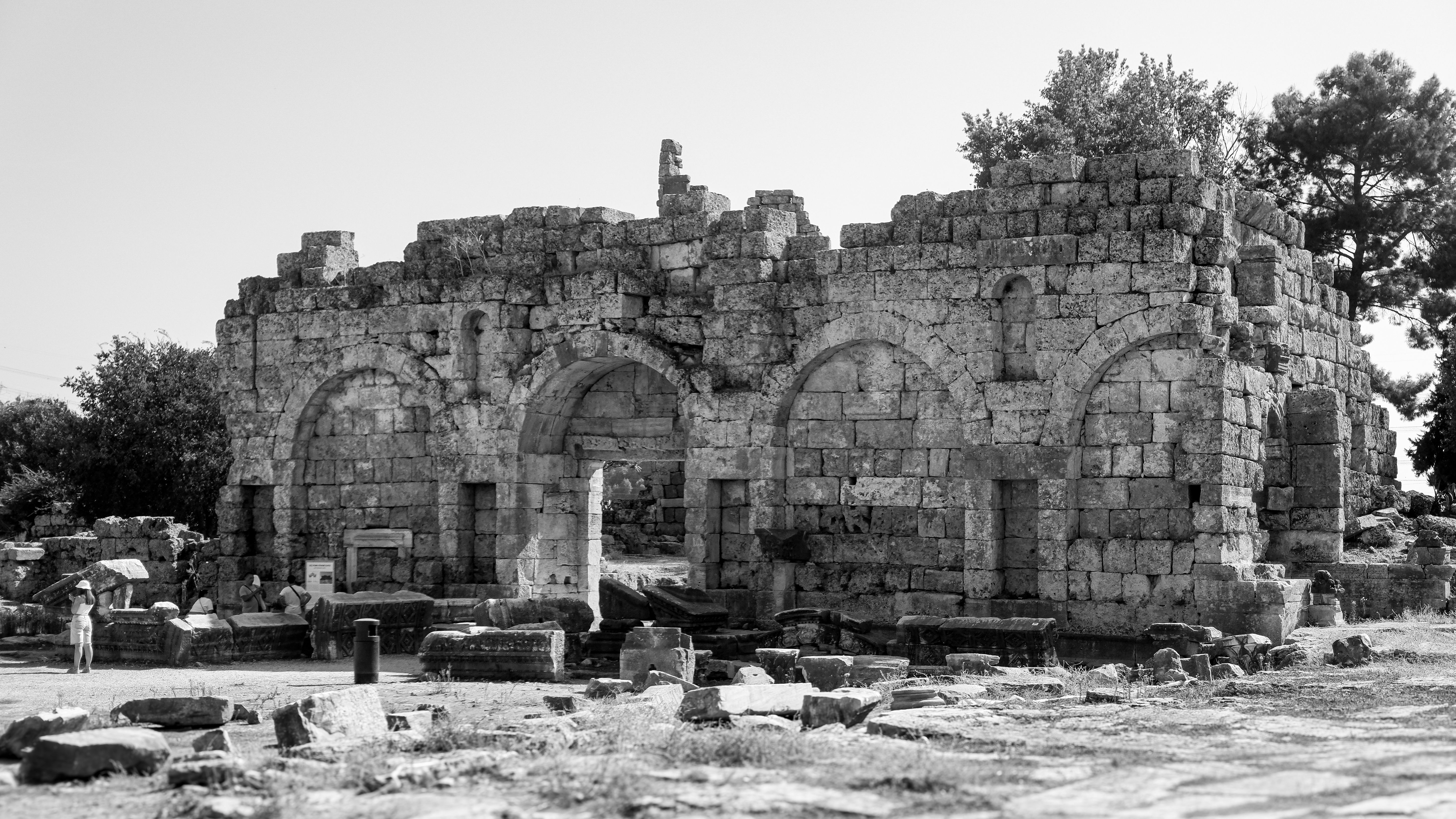 Ancient Stone Ruins in Black and White · Free Stock Photo