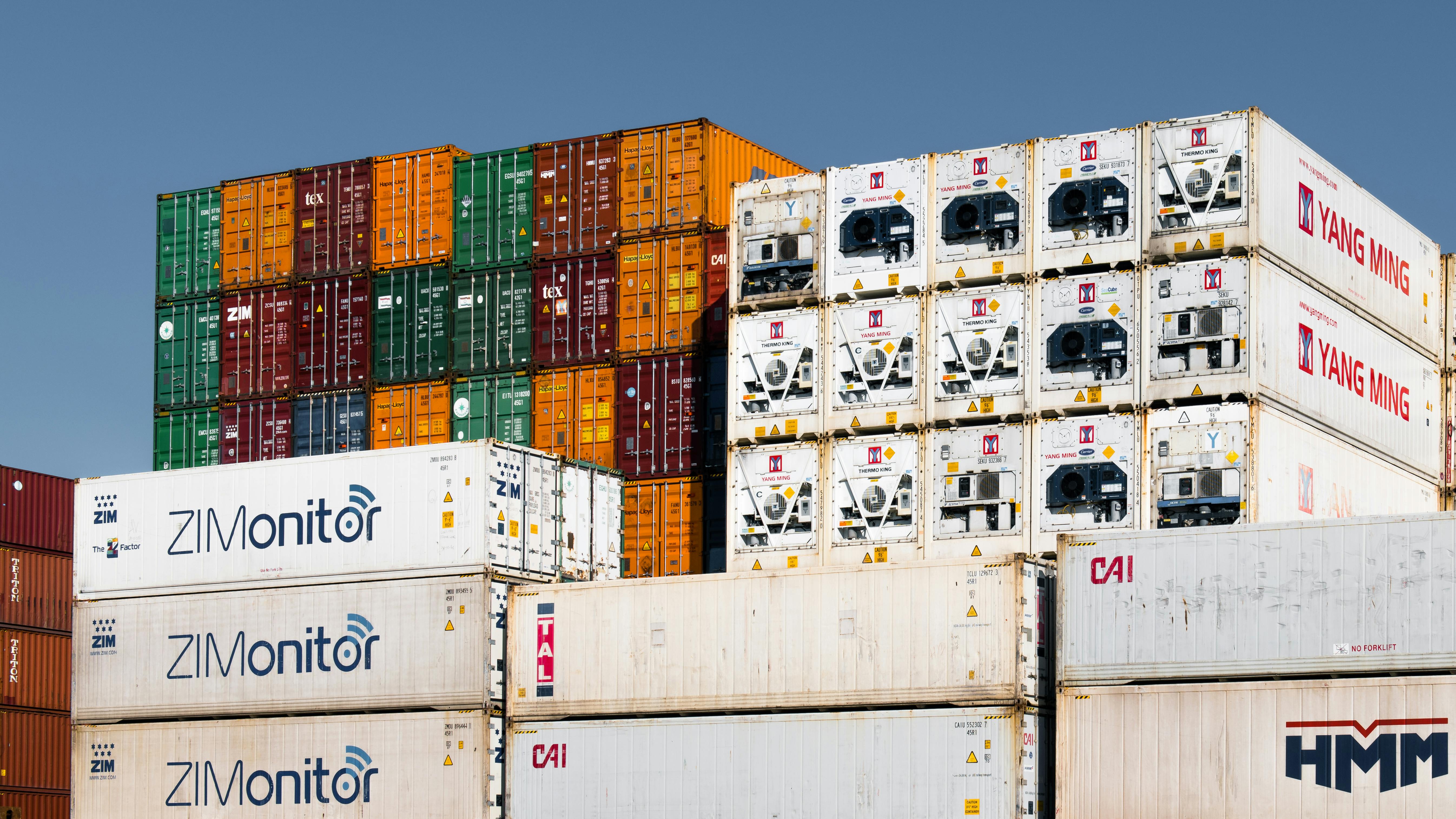 Stacked Shipping Containers at Hamburg Port · Free Stock Photo