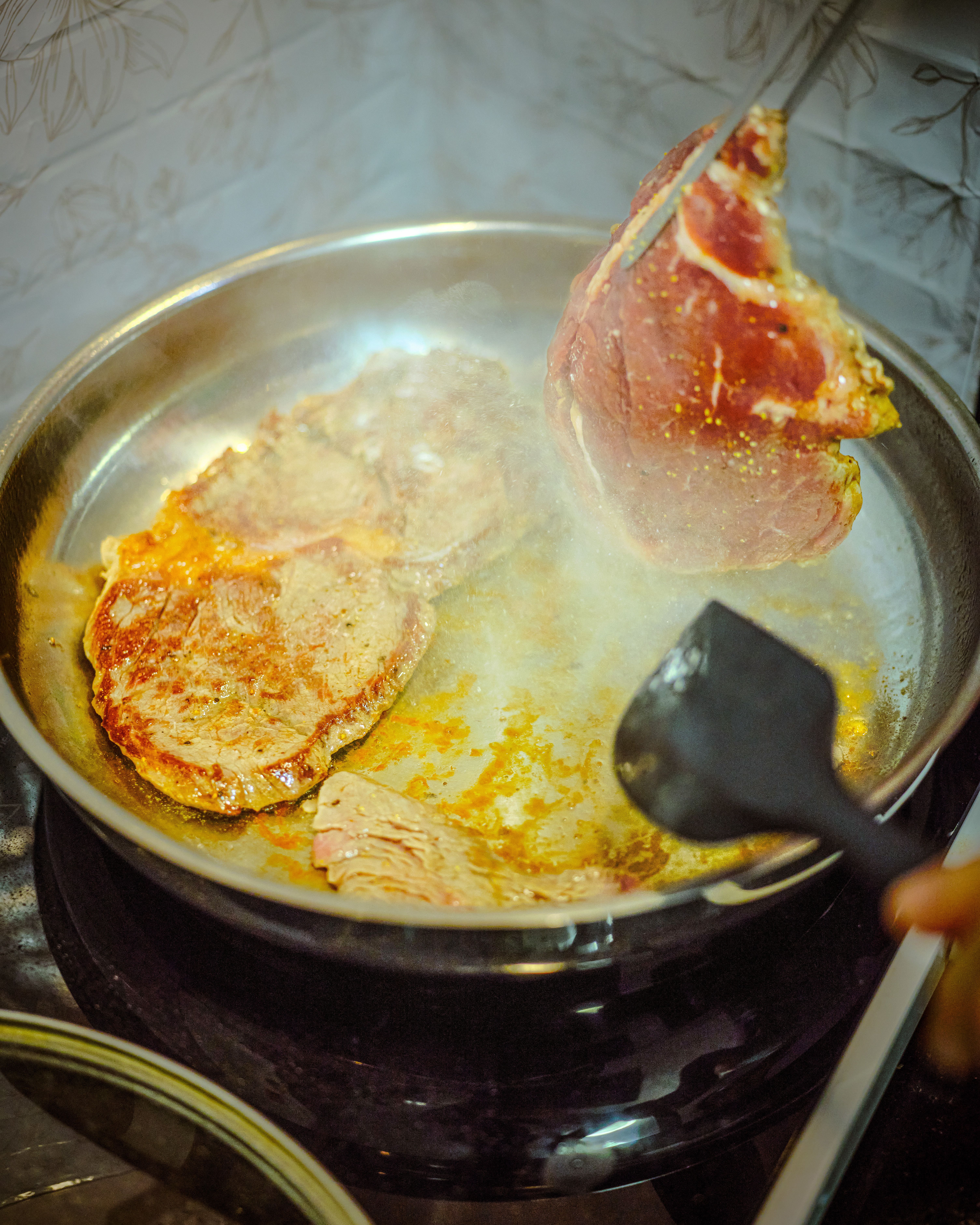 Cooking Juicy Steak in a Hot Pan · Free Stock Photo