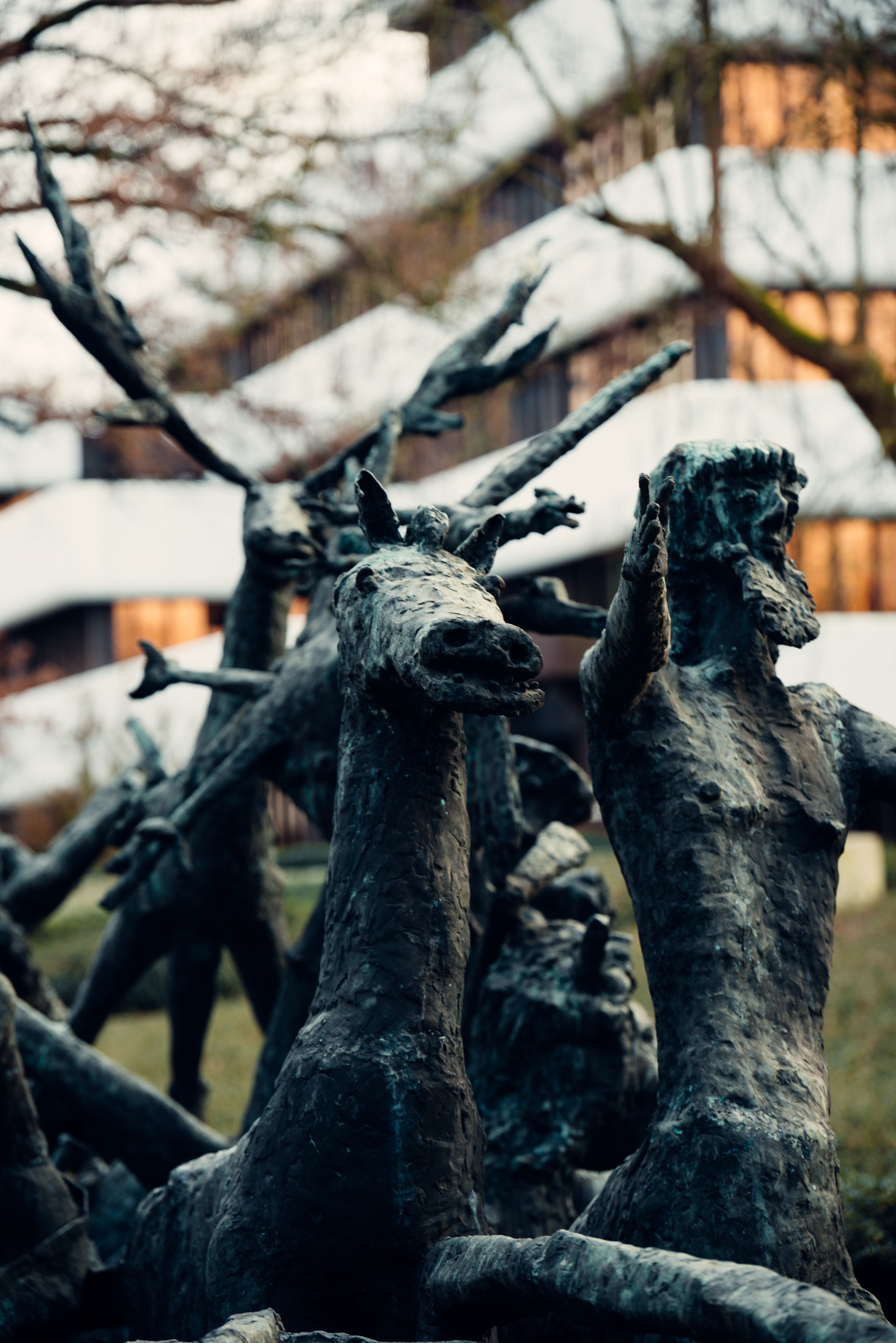 Sculptural Display of Mythical Creatures Outdoors · Free Stock Photo