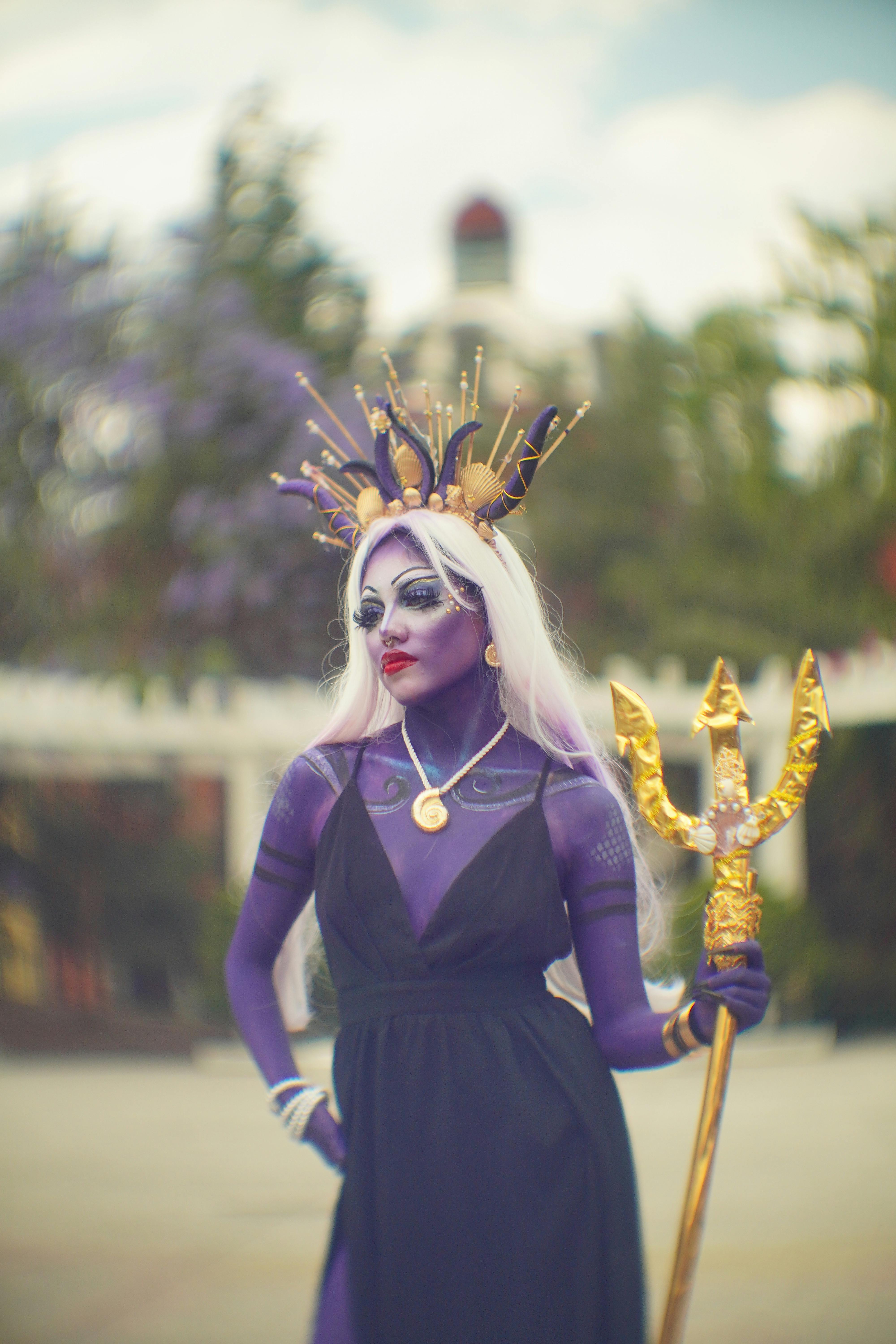 Majestic Fantasy Character with Trident Outdoors · Free Stock Photo