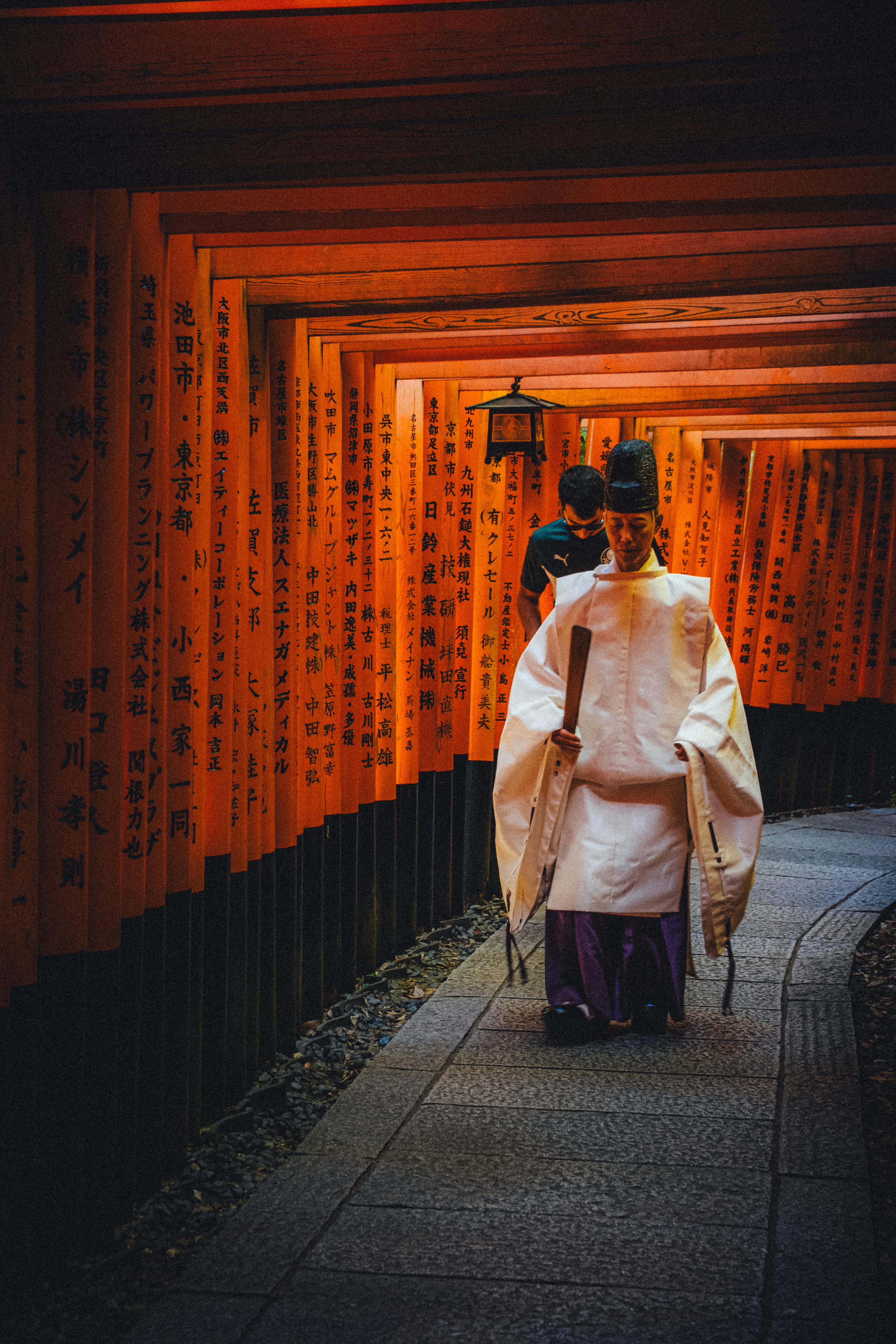 Traditional Japanese Priest at Fushimi Inari Shrine · Free Stock Photo