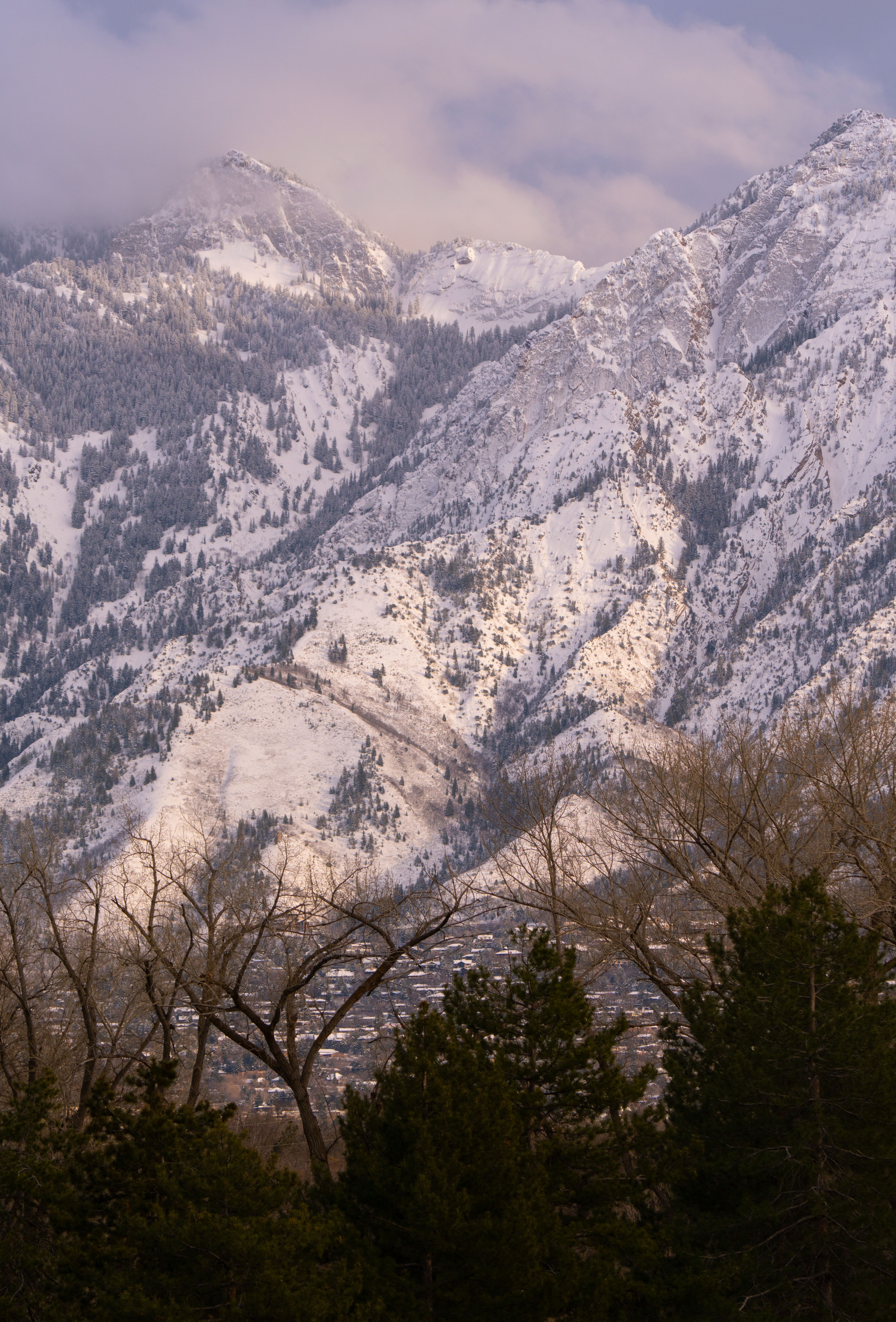 Majestic Snow-Covered Wasatch Mountains at Sunset · Free Stock Photo