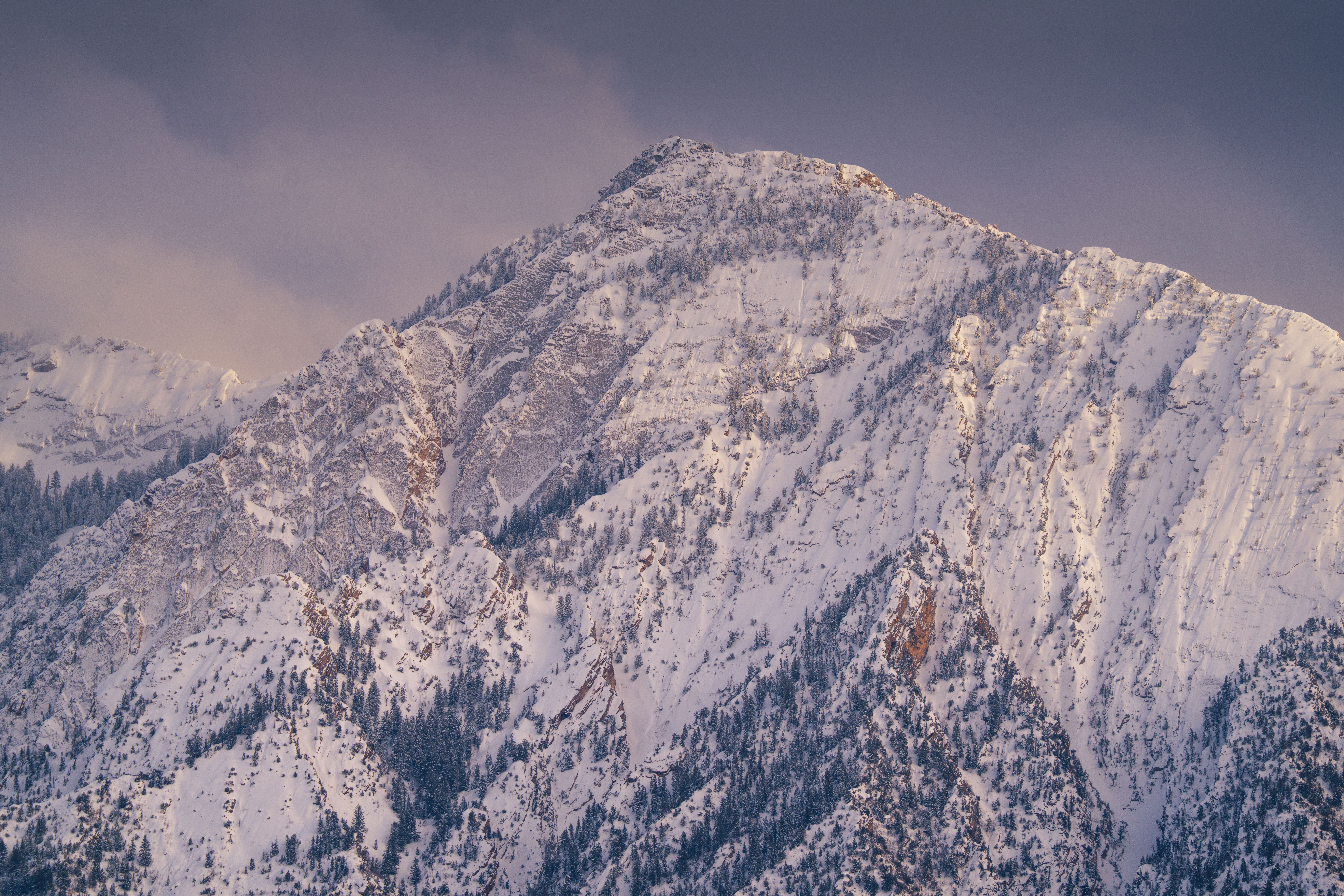 Snow-Capped Wasatch Mountains in Winter Sunset · Free Stock Photo
