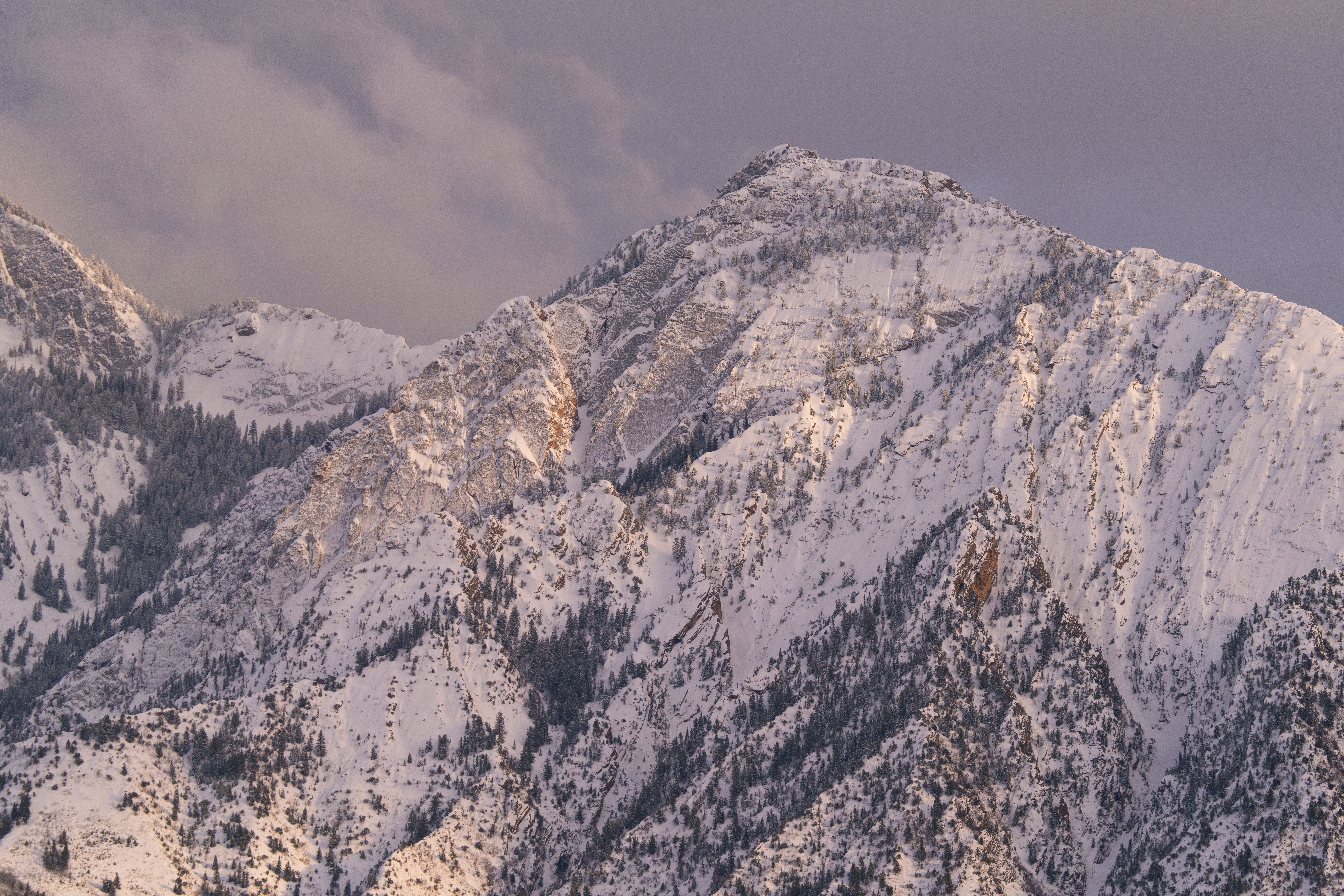 Snow-covered Wasatch Mountains at Sunset · Free Stock Photo