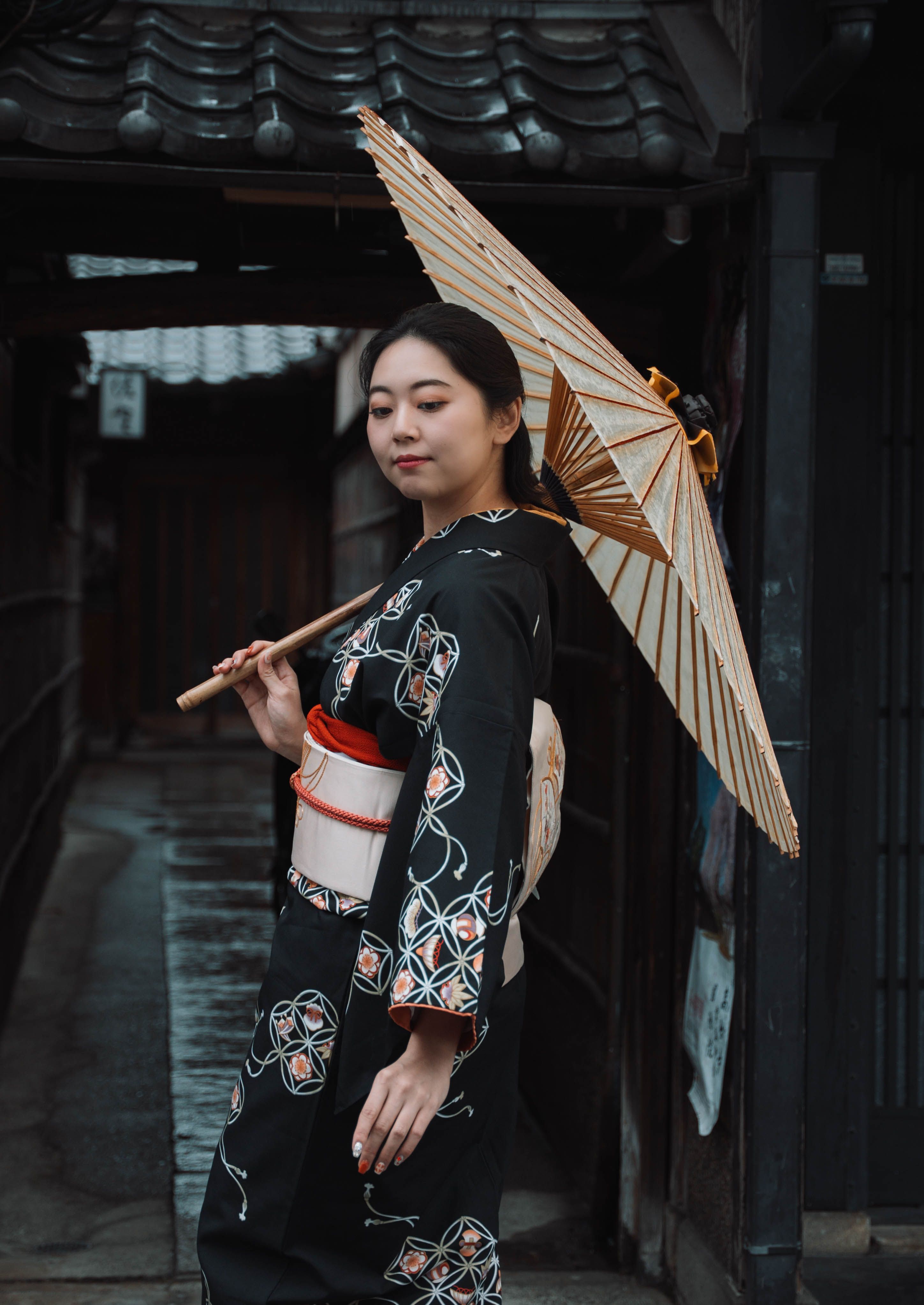 Traditional Kimono Fashion in Kyoto Street · Free Stock Photo