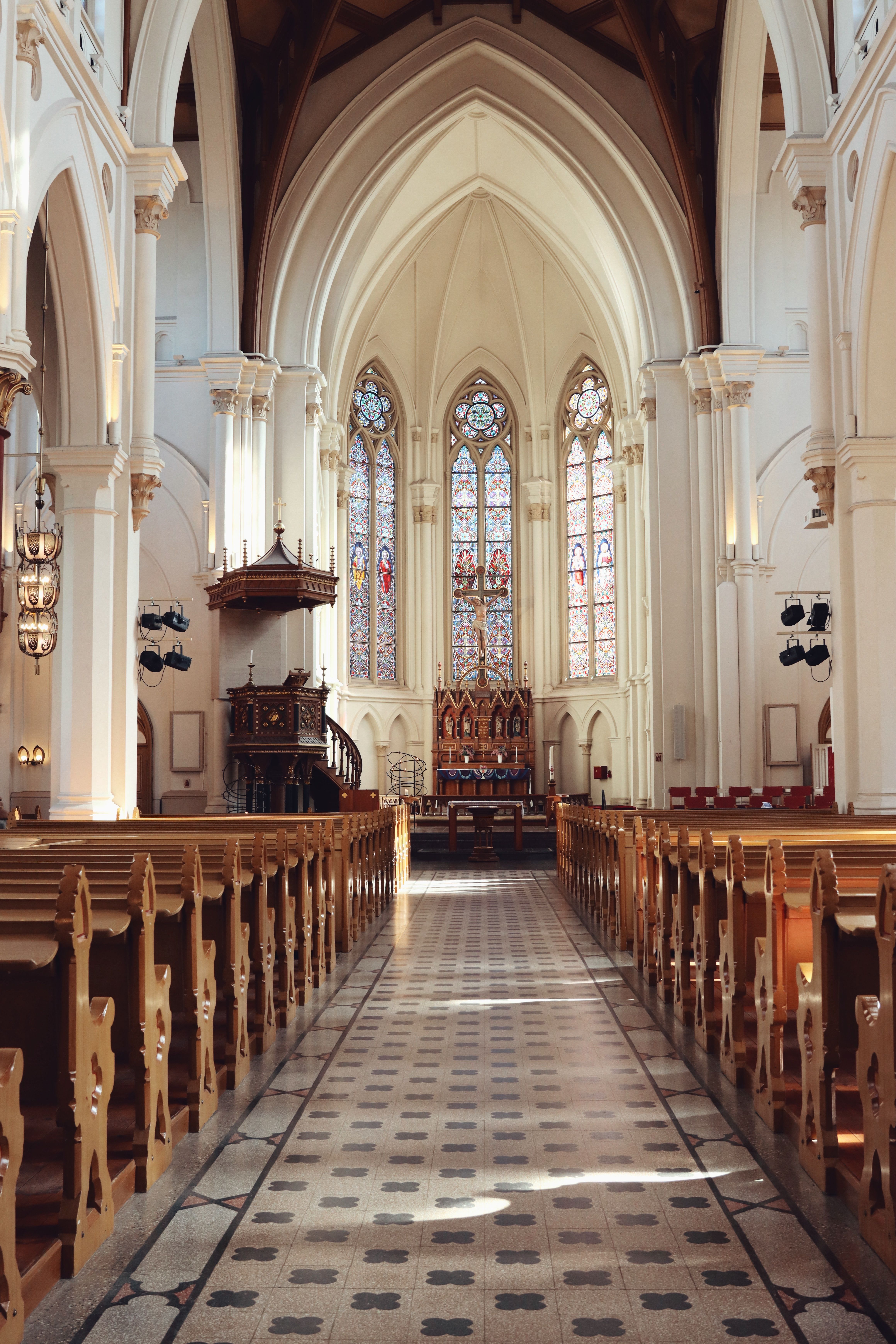 Historic Church Interior with Gothic Architecture · Free Stock Photo