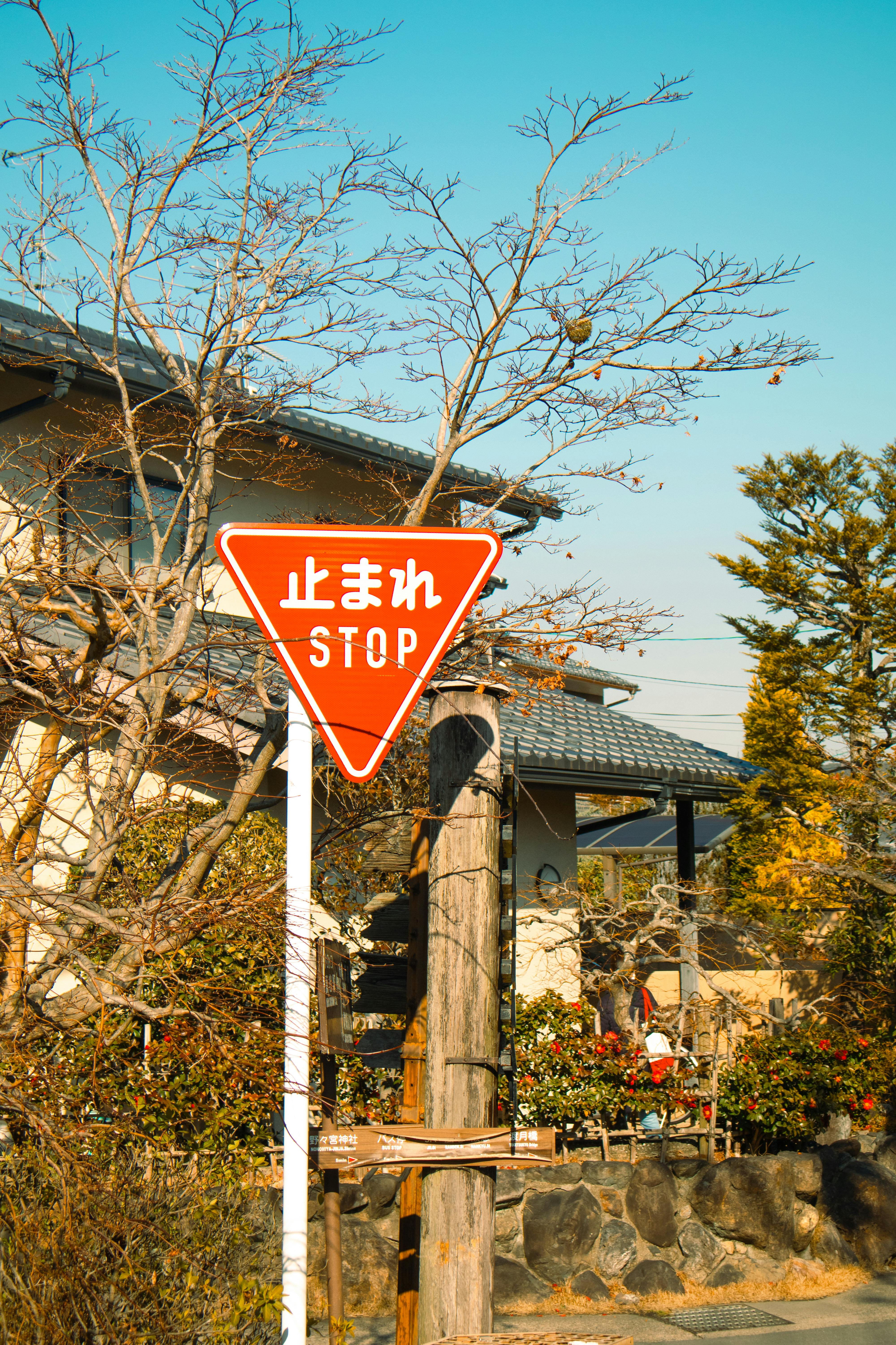 Japanese Stop Sign in Kyoto Suburb · Free Stock Photo