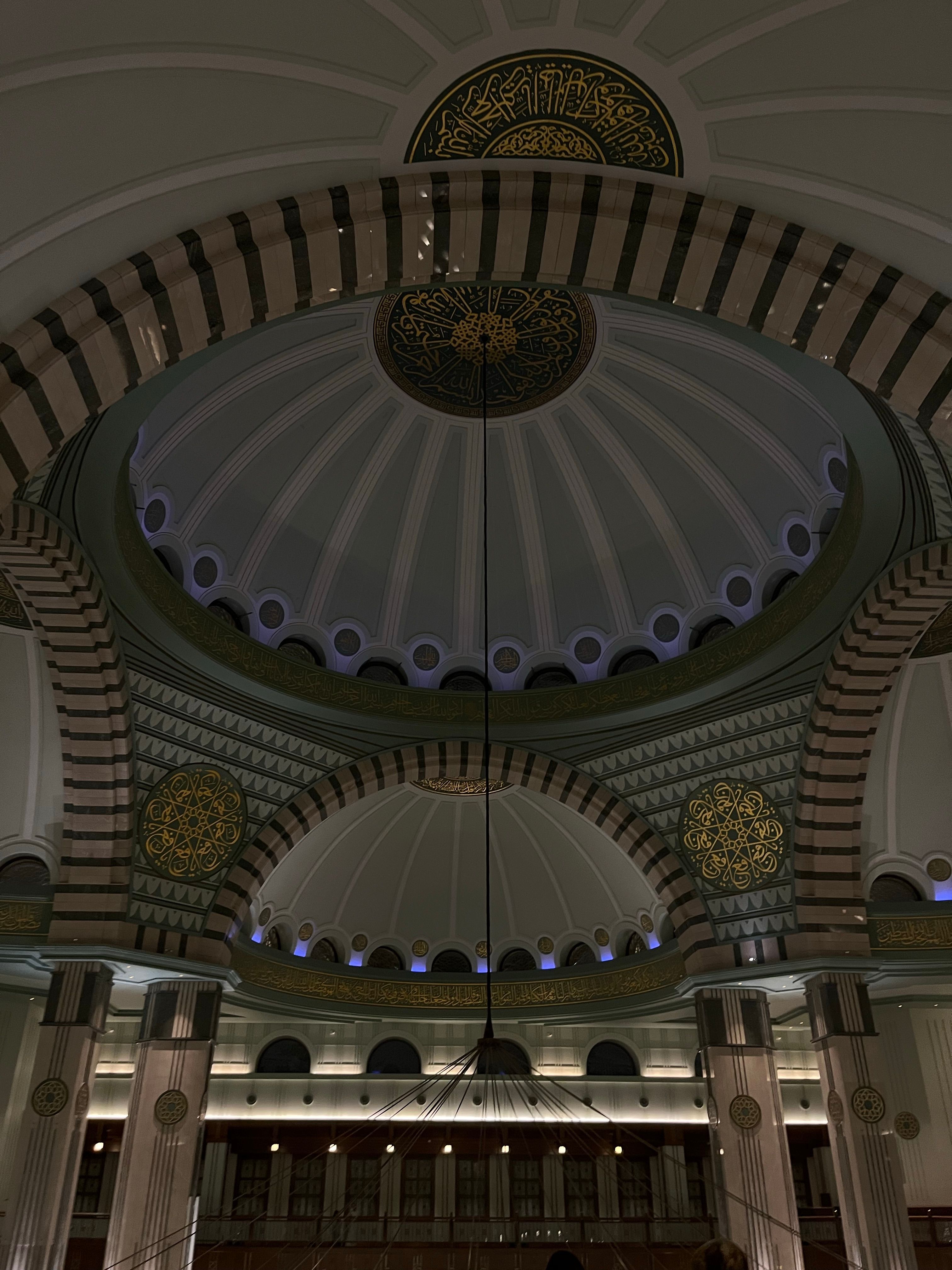 Intricate Interior of a Grand Mosque Dome · Free Stock Photo