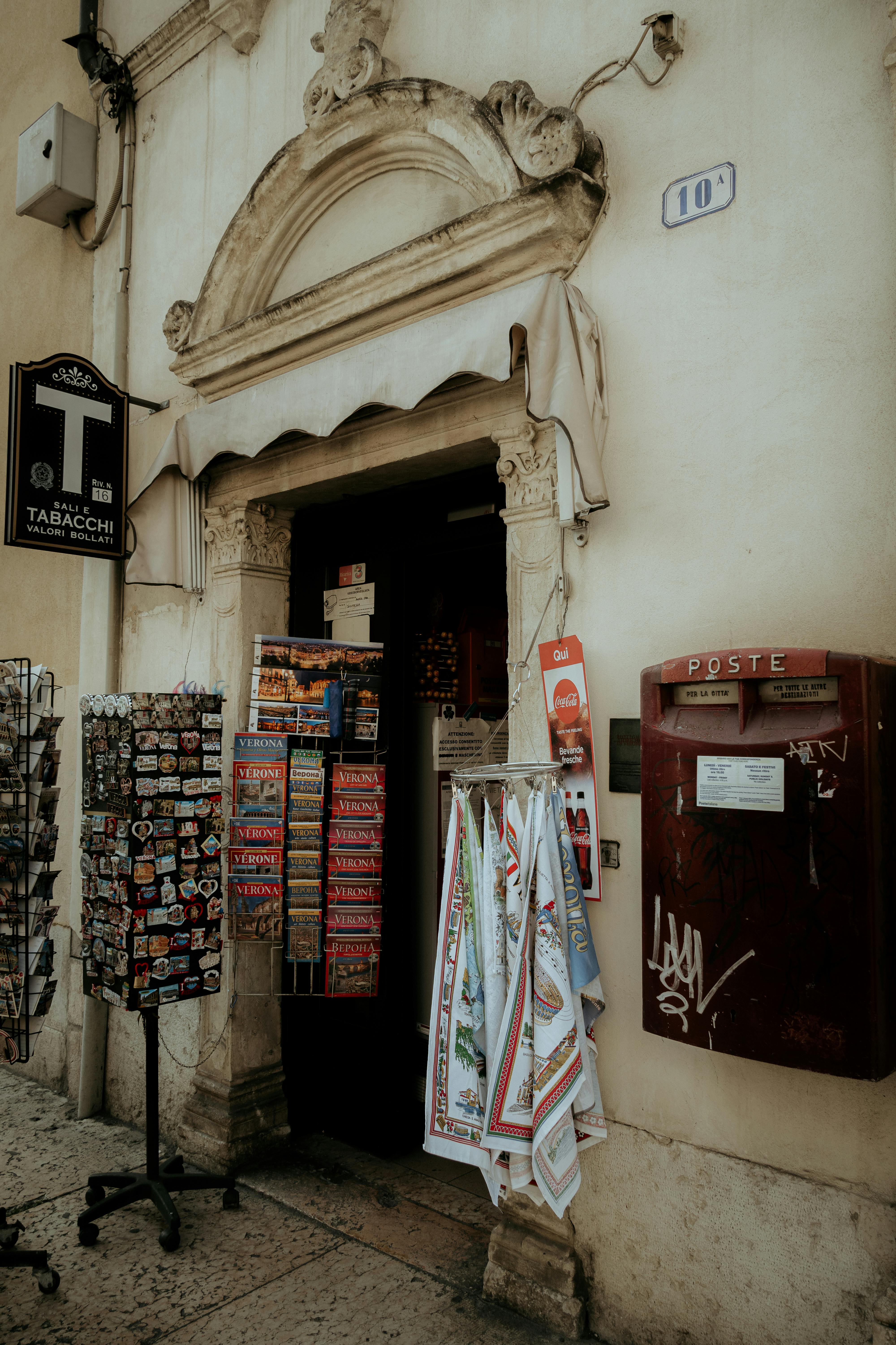 Charming Italian Tabacchi Shop Front with Postal Box · Free Stock Photo