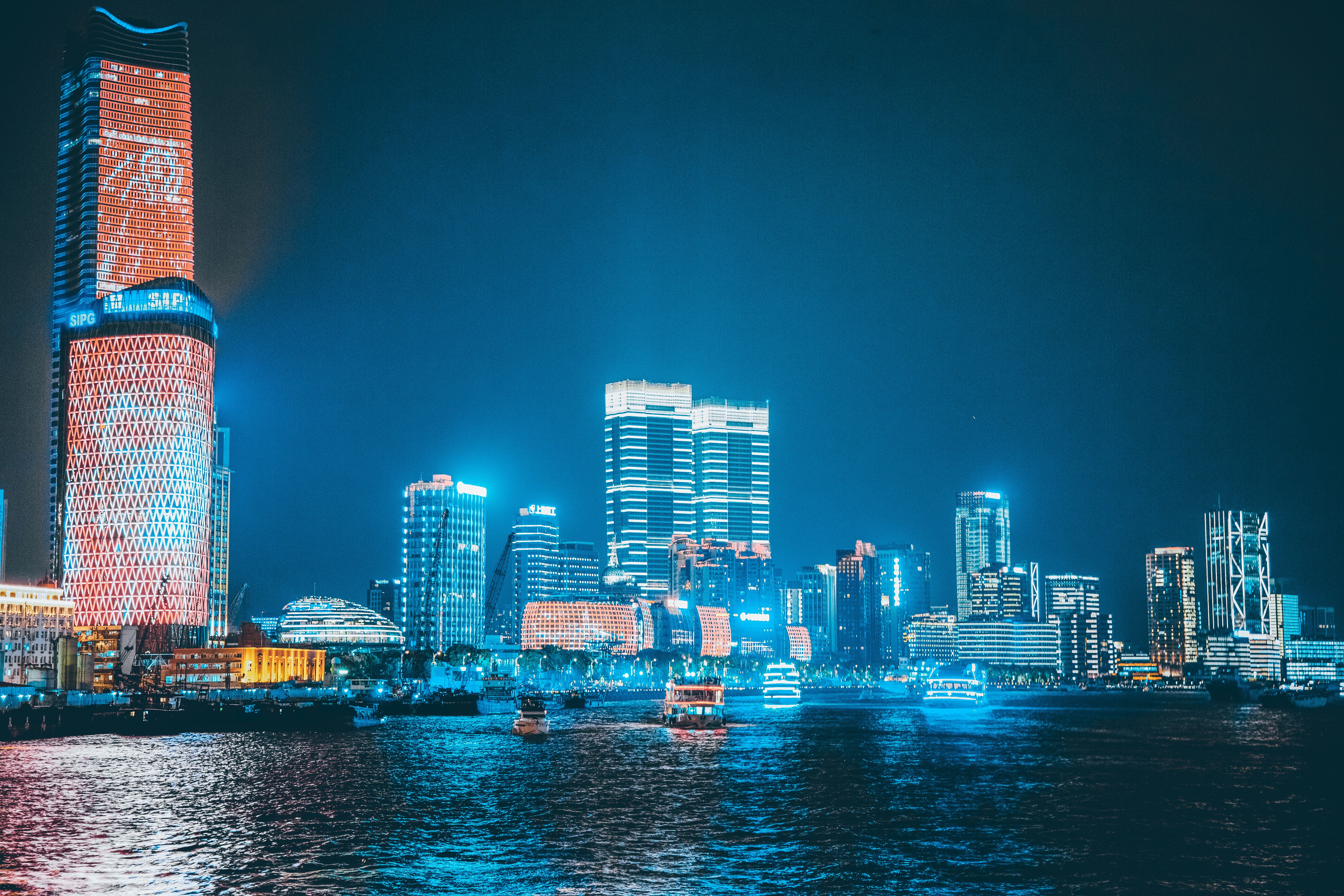 Vibrant Shanghai Skyline at Night · Free Stock Photo