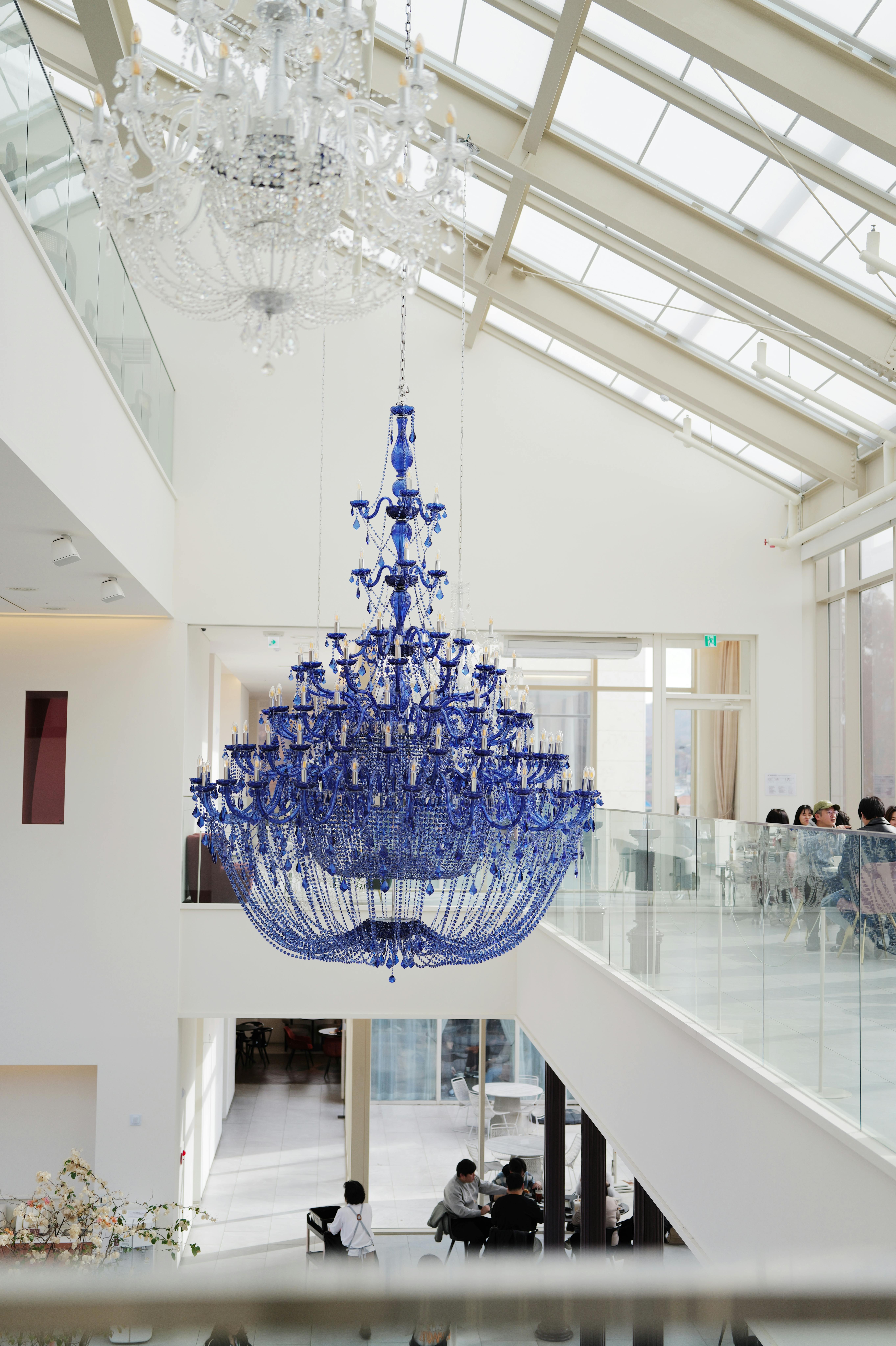 Elegant Blue Chandelier in Modern Atrium · Free Stock Photo
