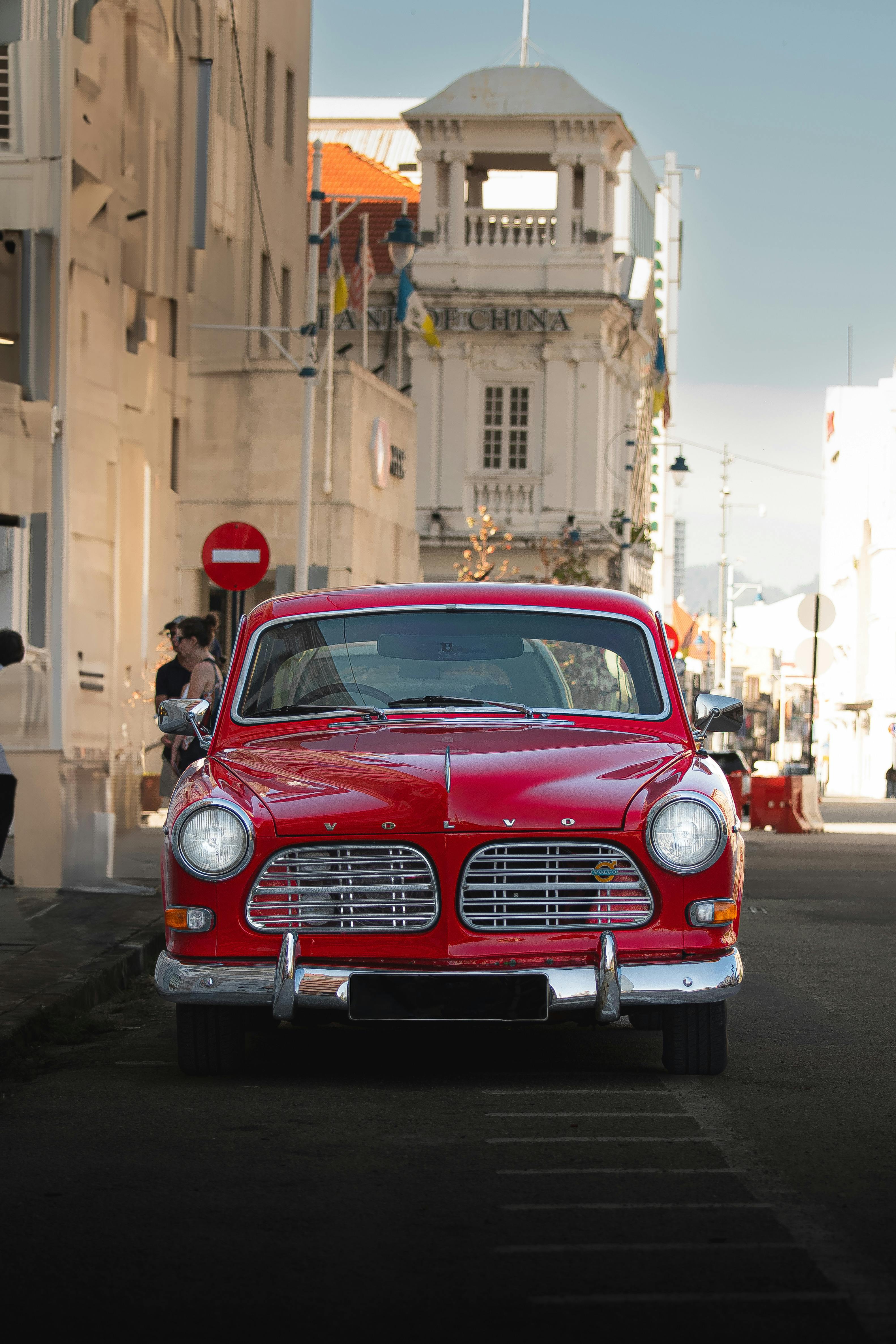 Red Vintage Volvo in Penang Street Scene · Free Stock Photo