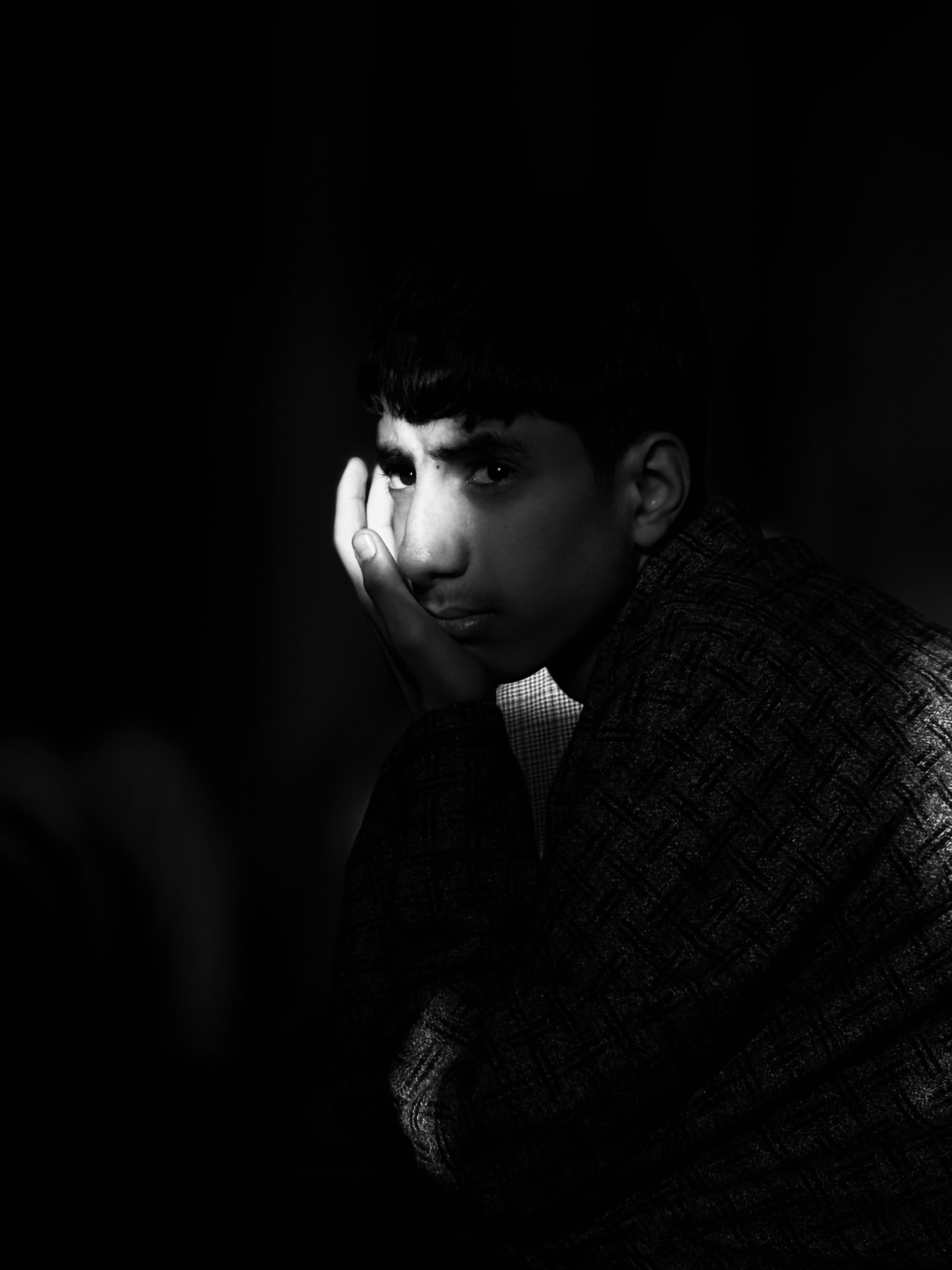 Expressive Black and White Portrait of Adolescent in Kulgam · Free ...