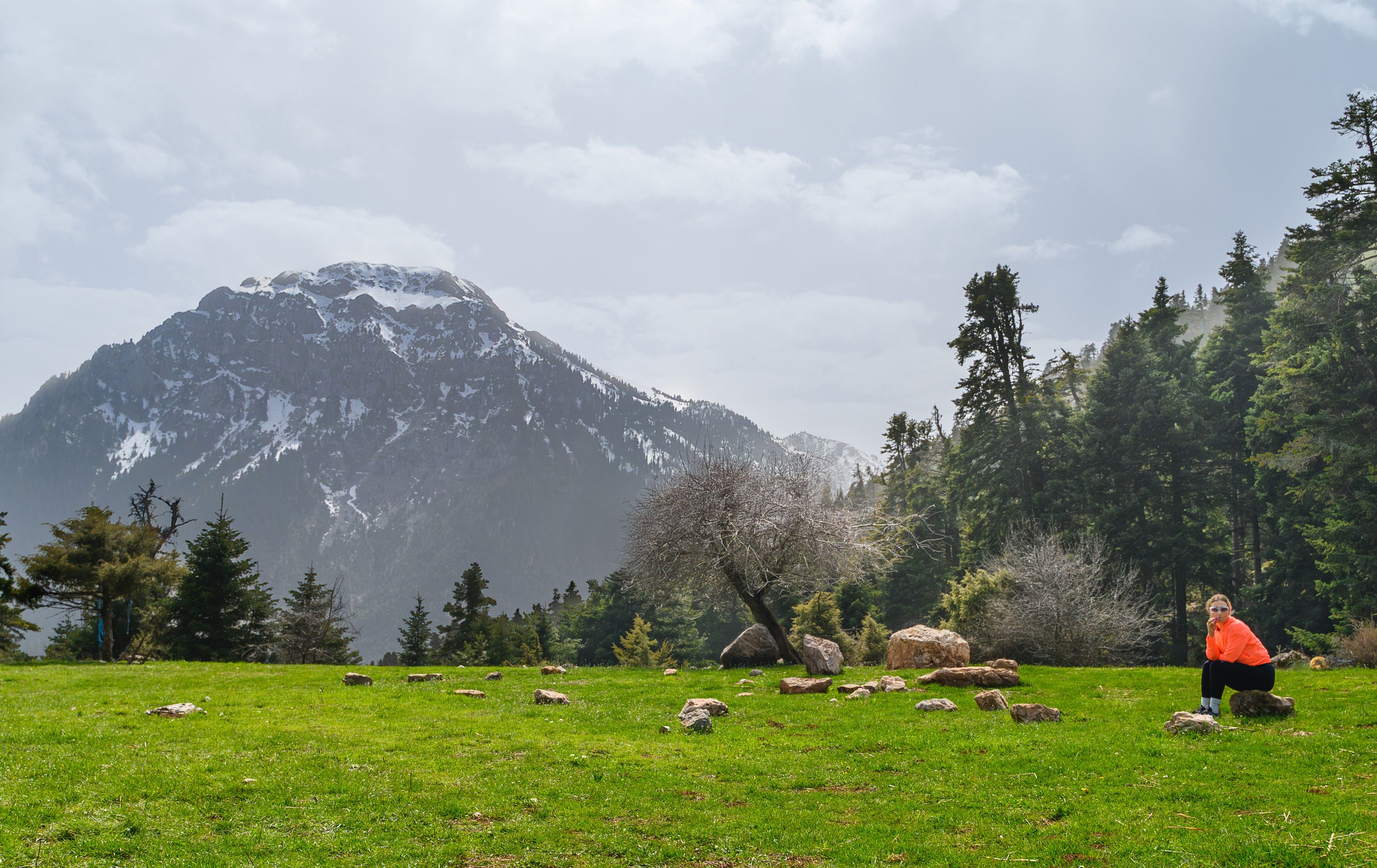 Peaceful Mountain Landscape with Solo Hiker · Free Stock Photo
