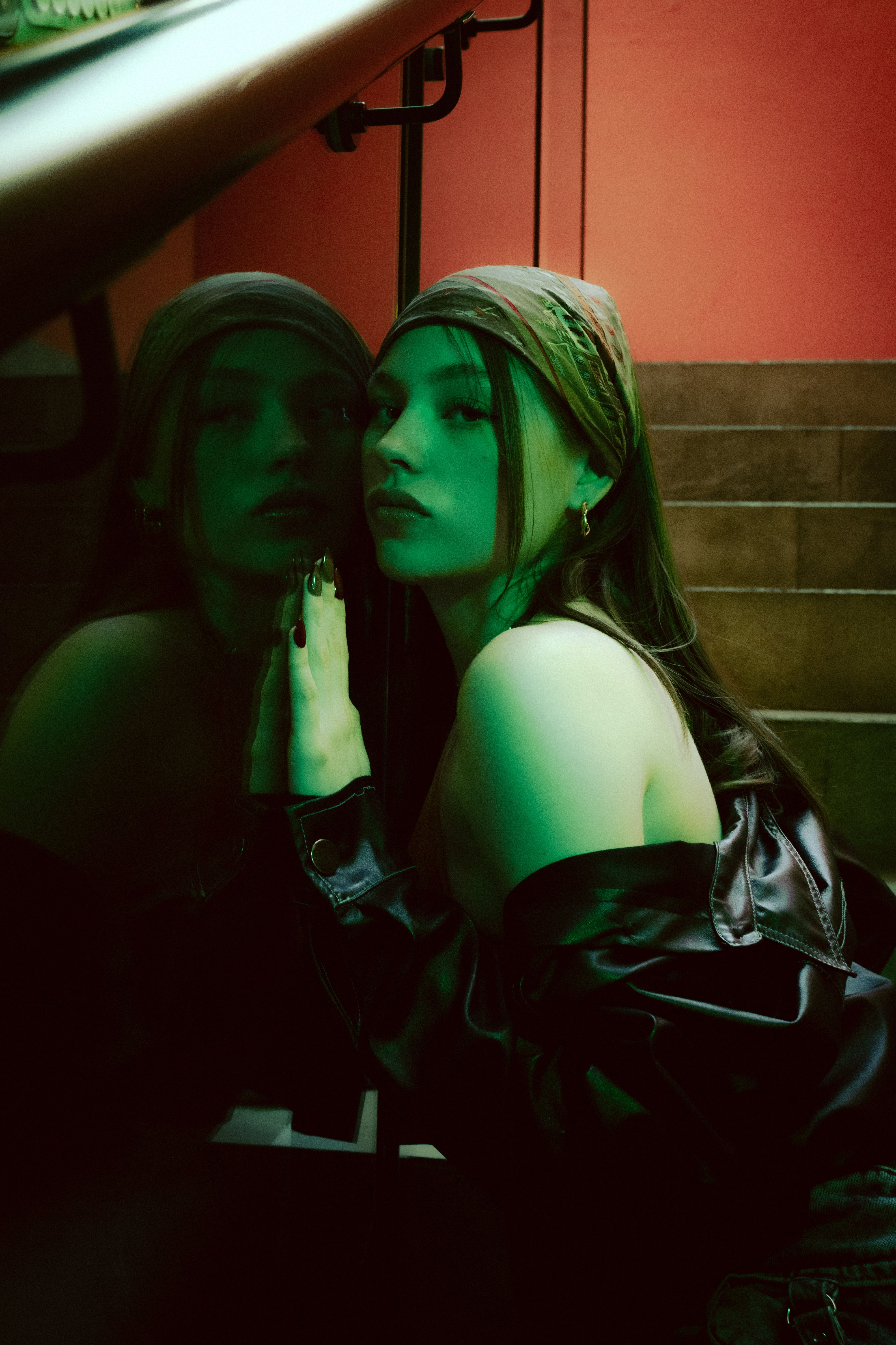 Dramatic Portrait with Mirror Reflection · Free Stock Photo