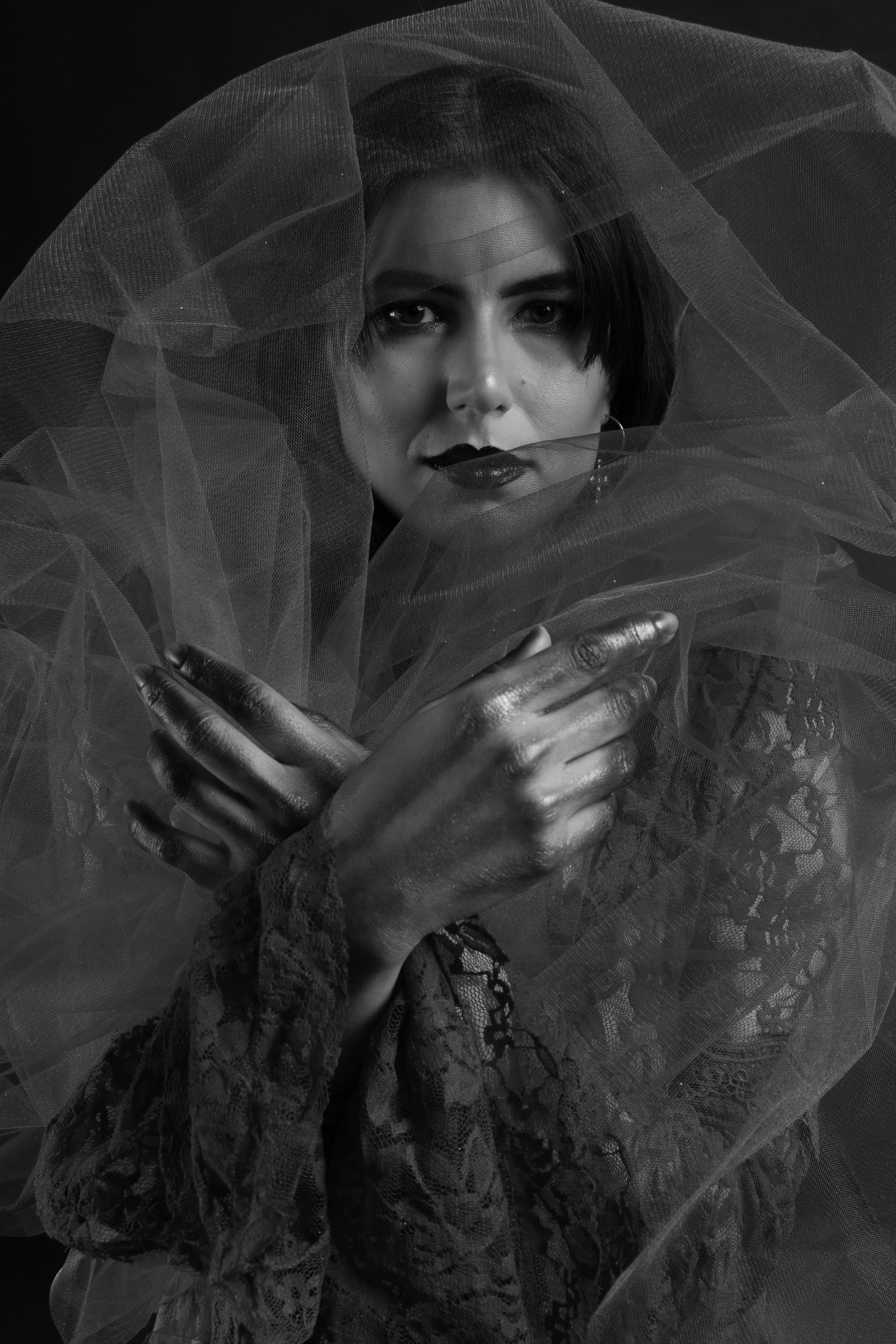 Elegant Portrait of a Woman Shrouded in Veil · Free Stock Photo
