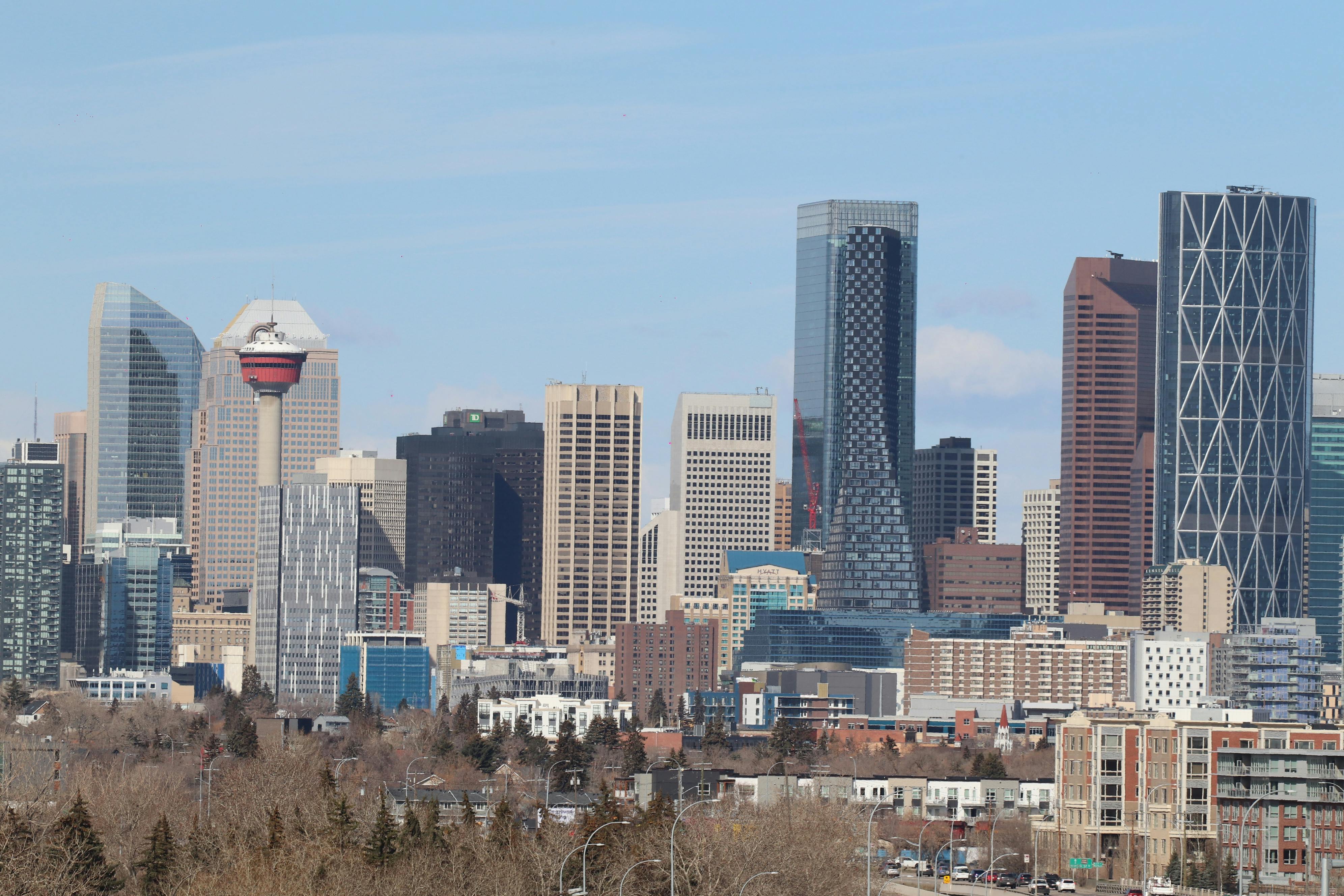 Calgary Skyline with Iconic Calgary Tower · Free Stock Photo