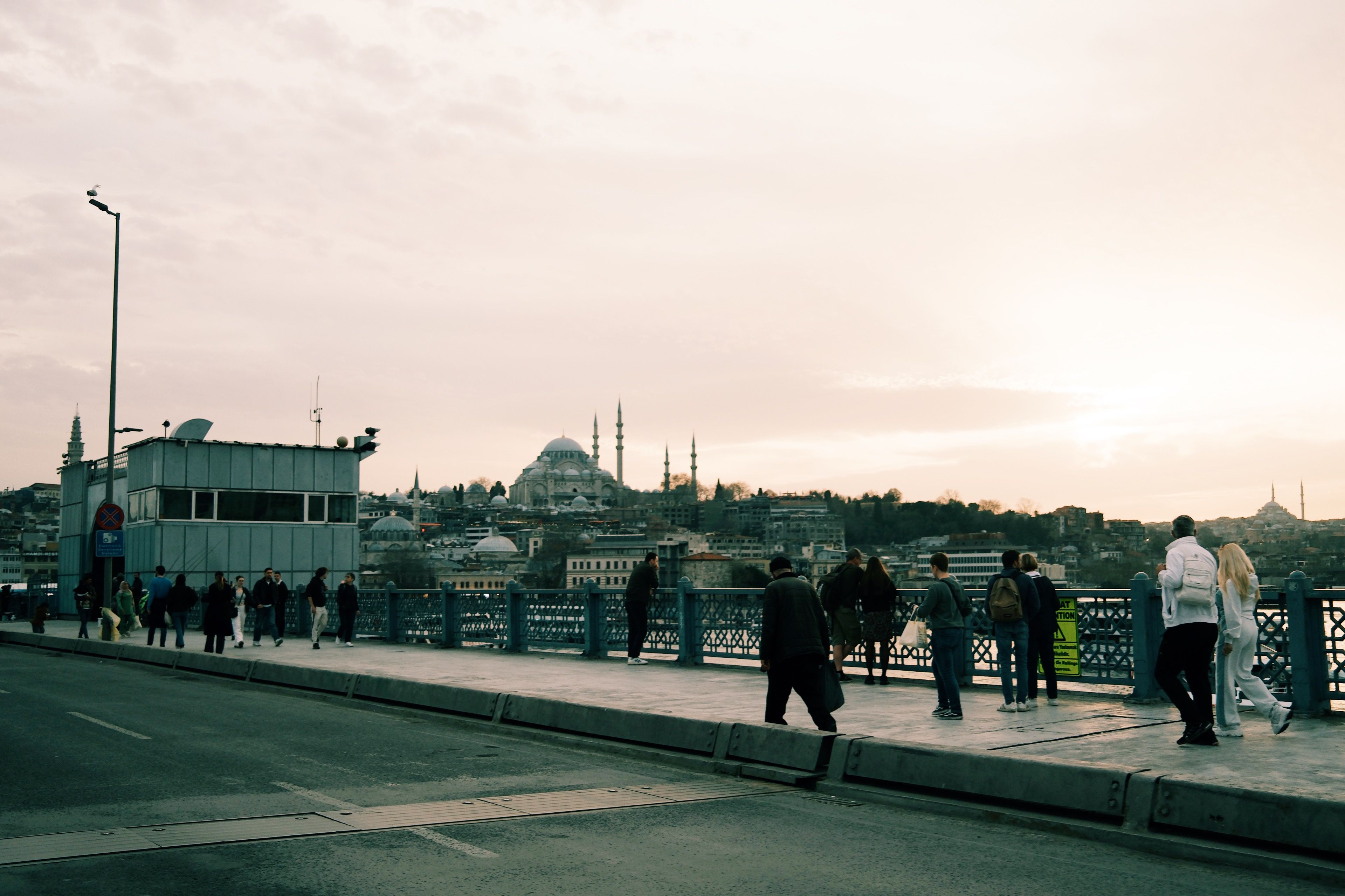 Crowded Galata Bridge Overlooking Istanbul Skyline · Free Stock Photo