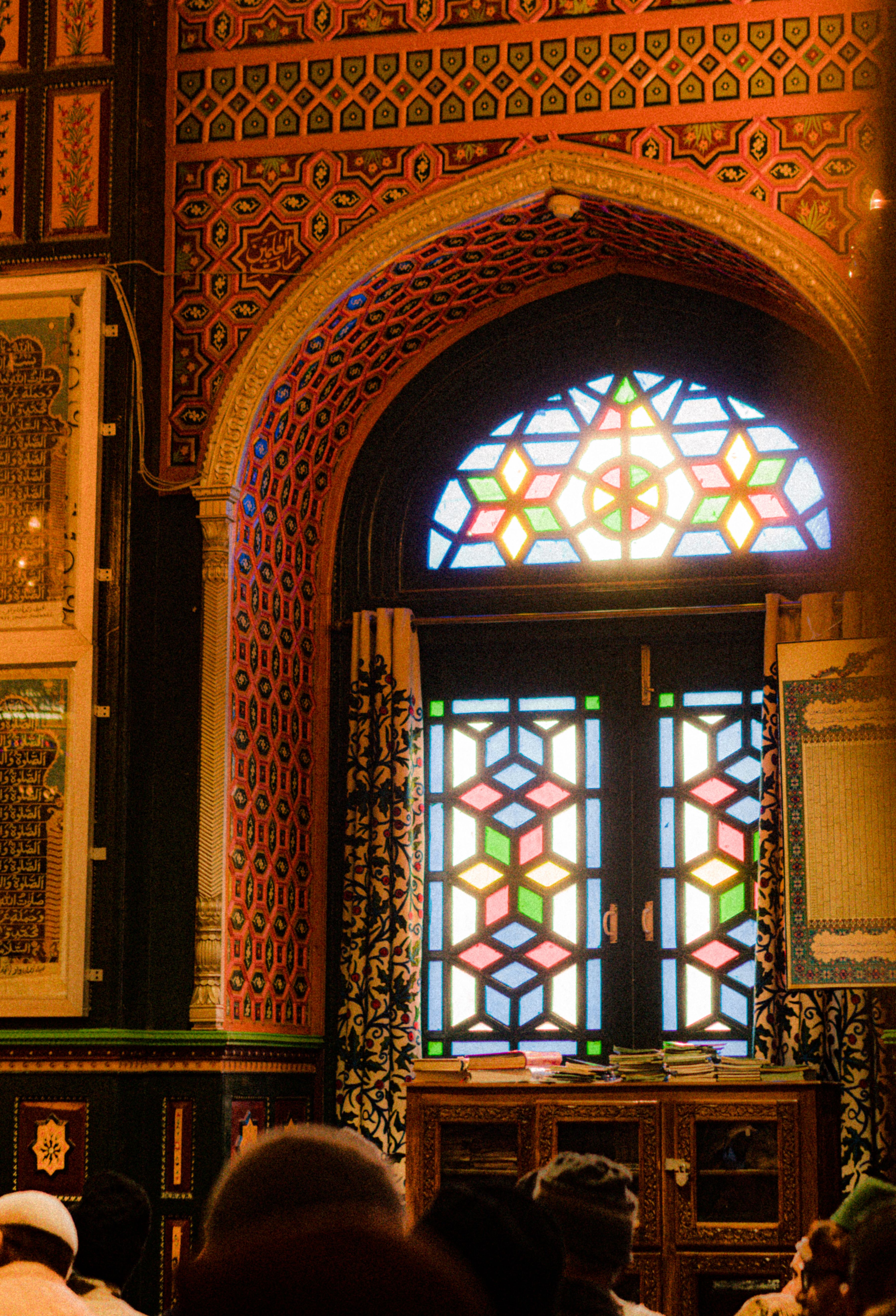 Intricate Interior of Historic Mosque with Stained Glass · Free Stock Photo