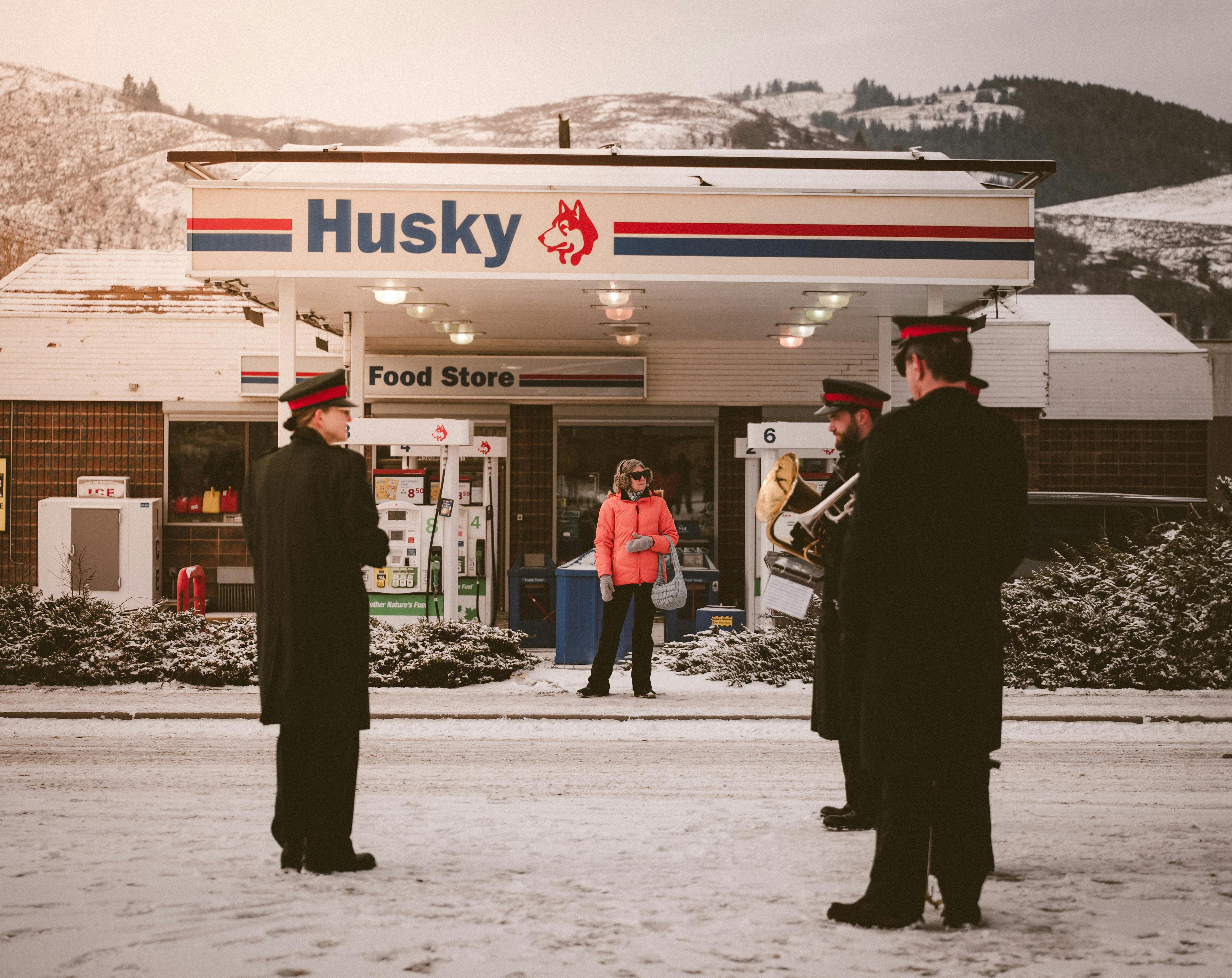 Winter Scene at Vernon BC Husky Gas Station · Free Stock Photo