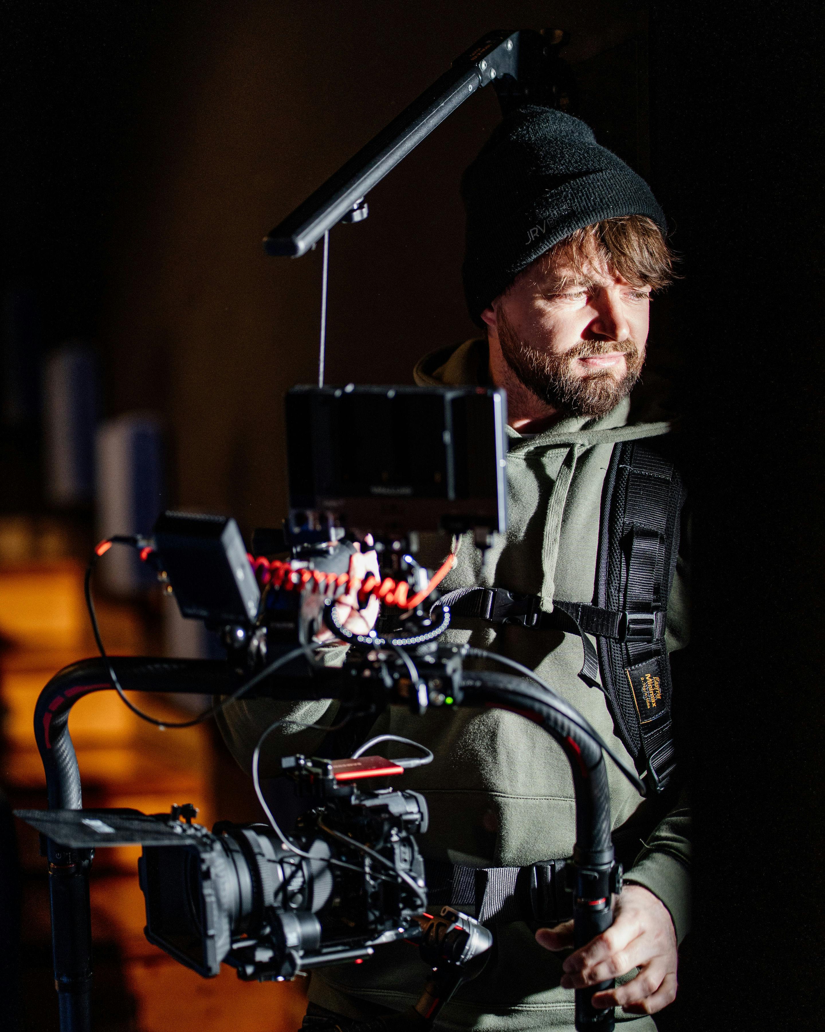 Professional Filmmaker Operating Camera Rig · Free Stock Photo