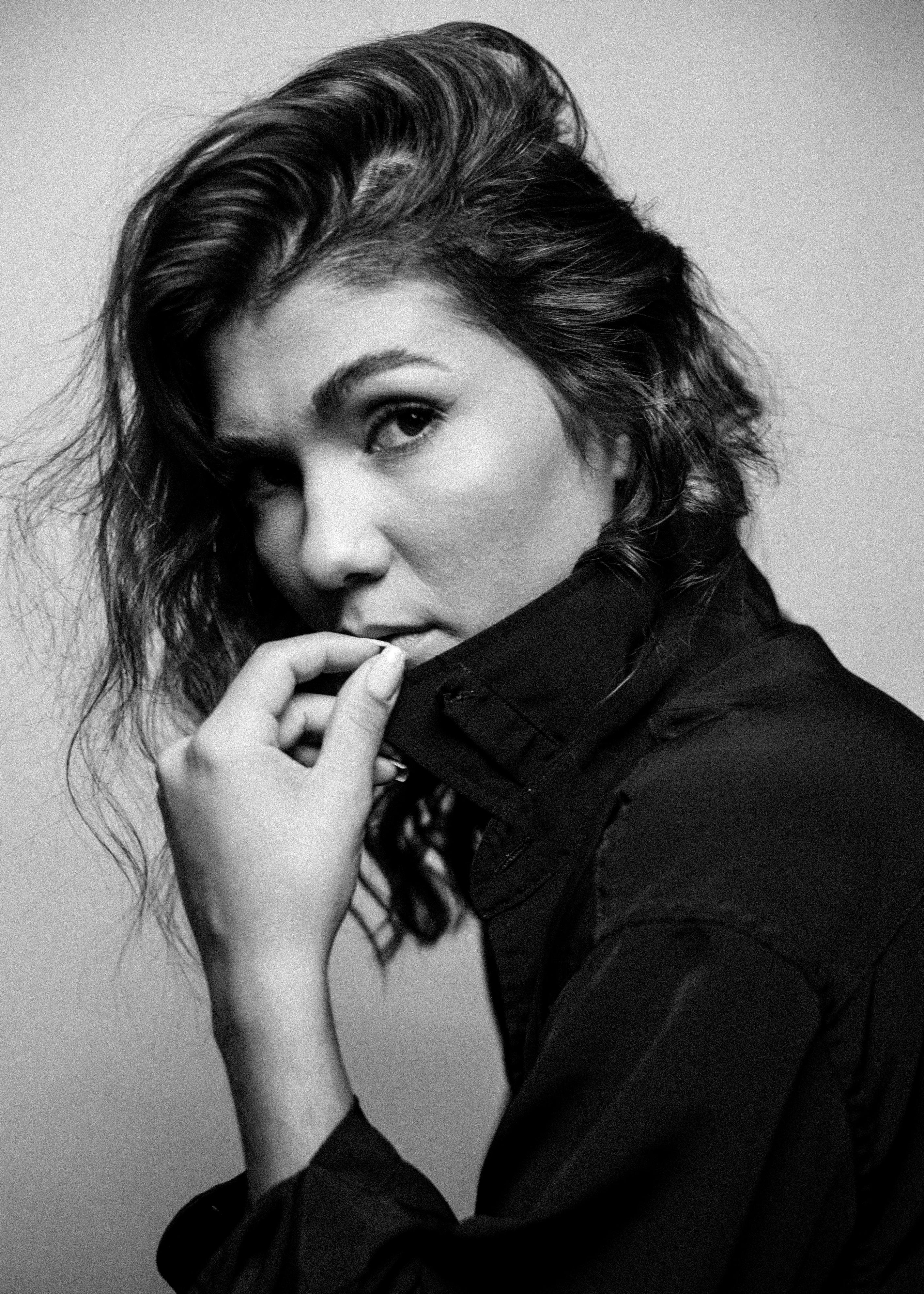 Black and White Portrait of a Pensive Woman · Free Stock Photo