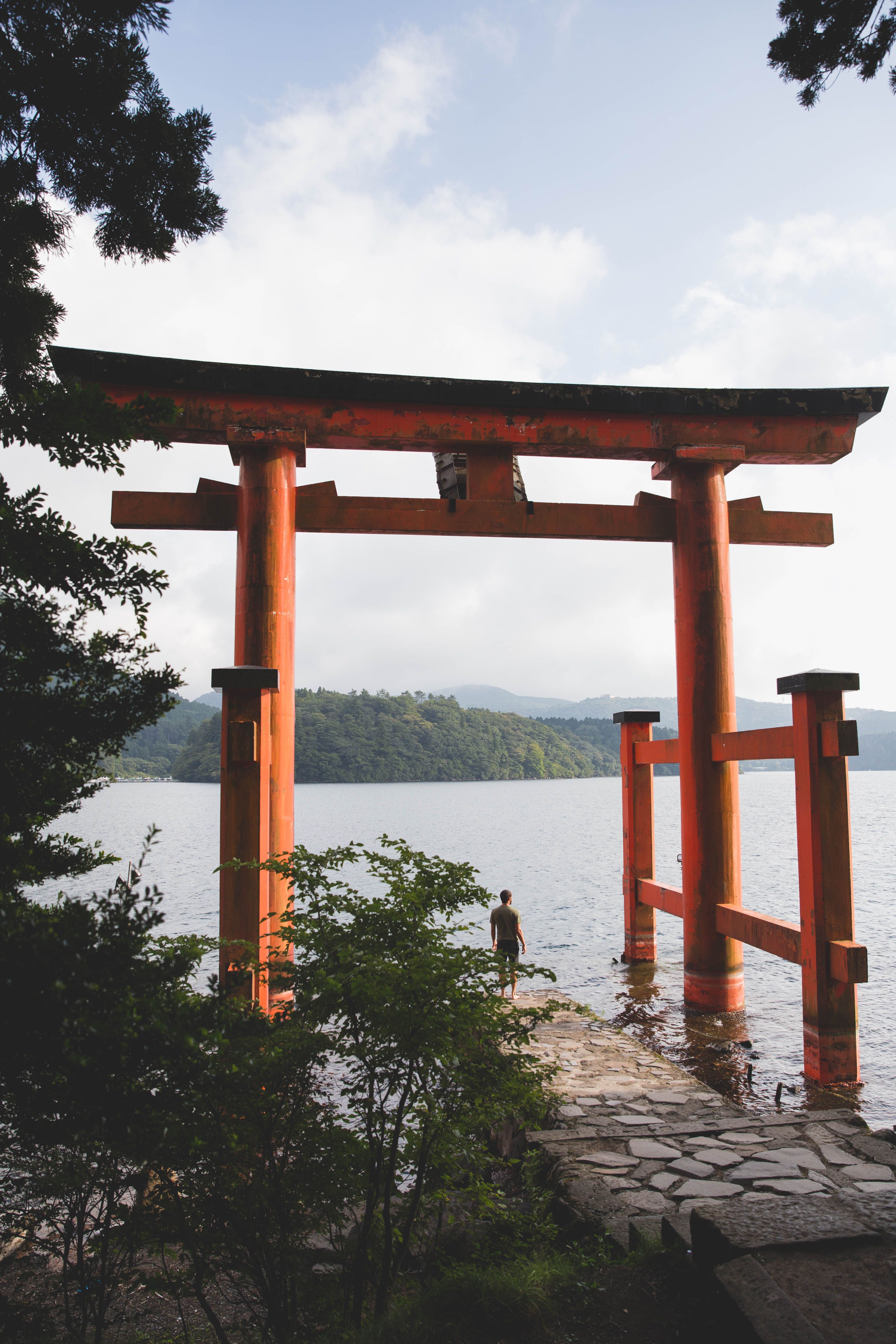 Torii Gate by Scenic Lake in Hakone, Japan · Free Stock Photo