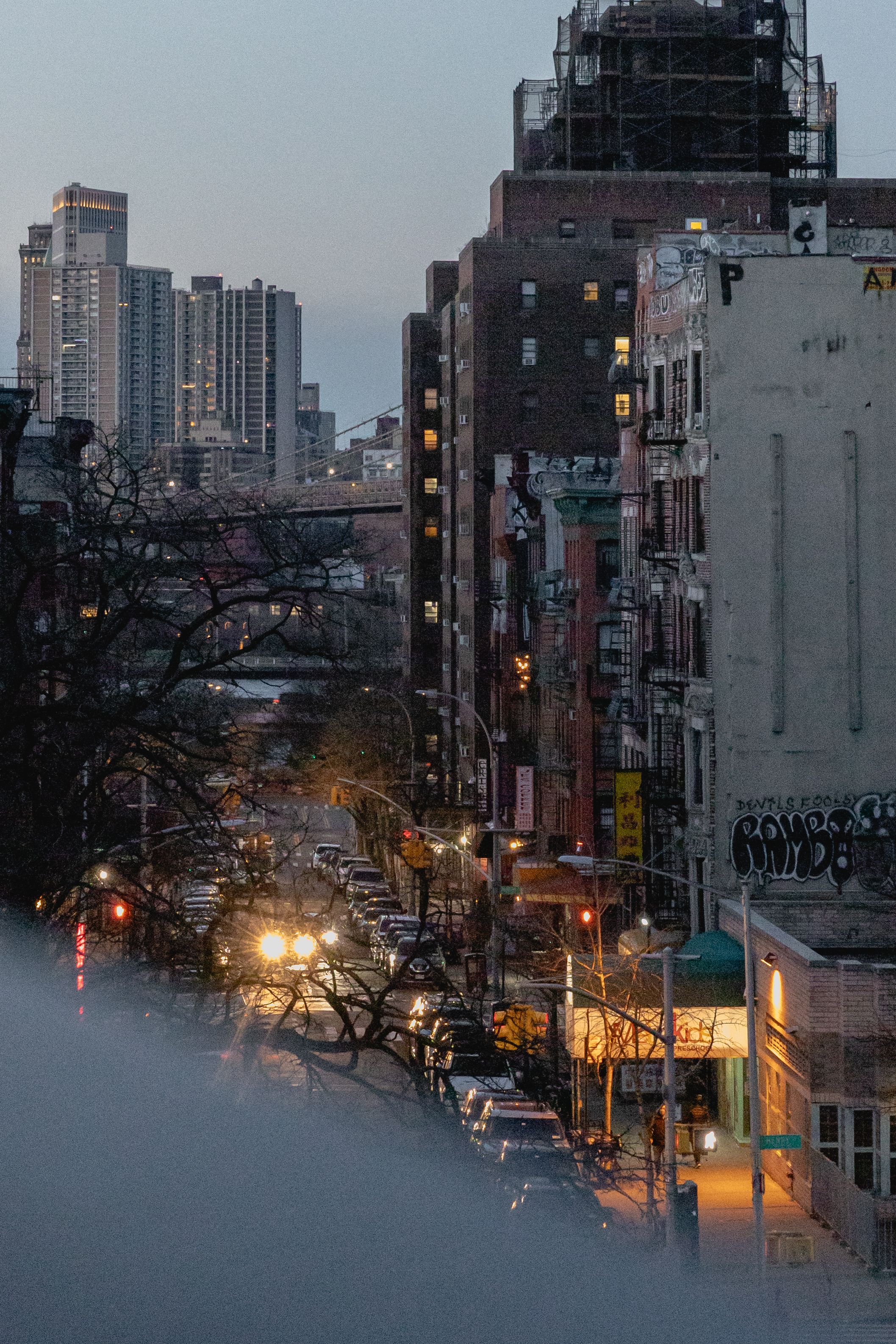 Evening Streetscape of New York City with Buildings · Free Stock Photo