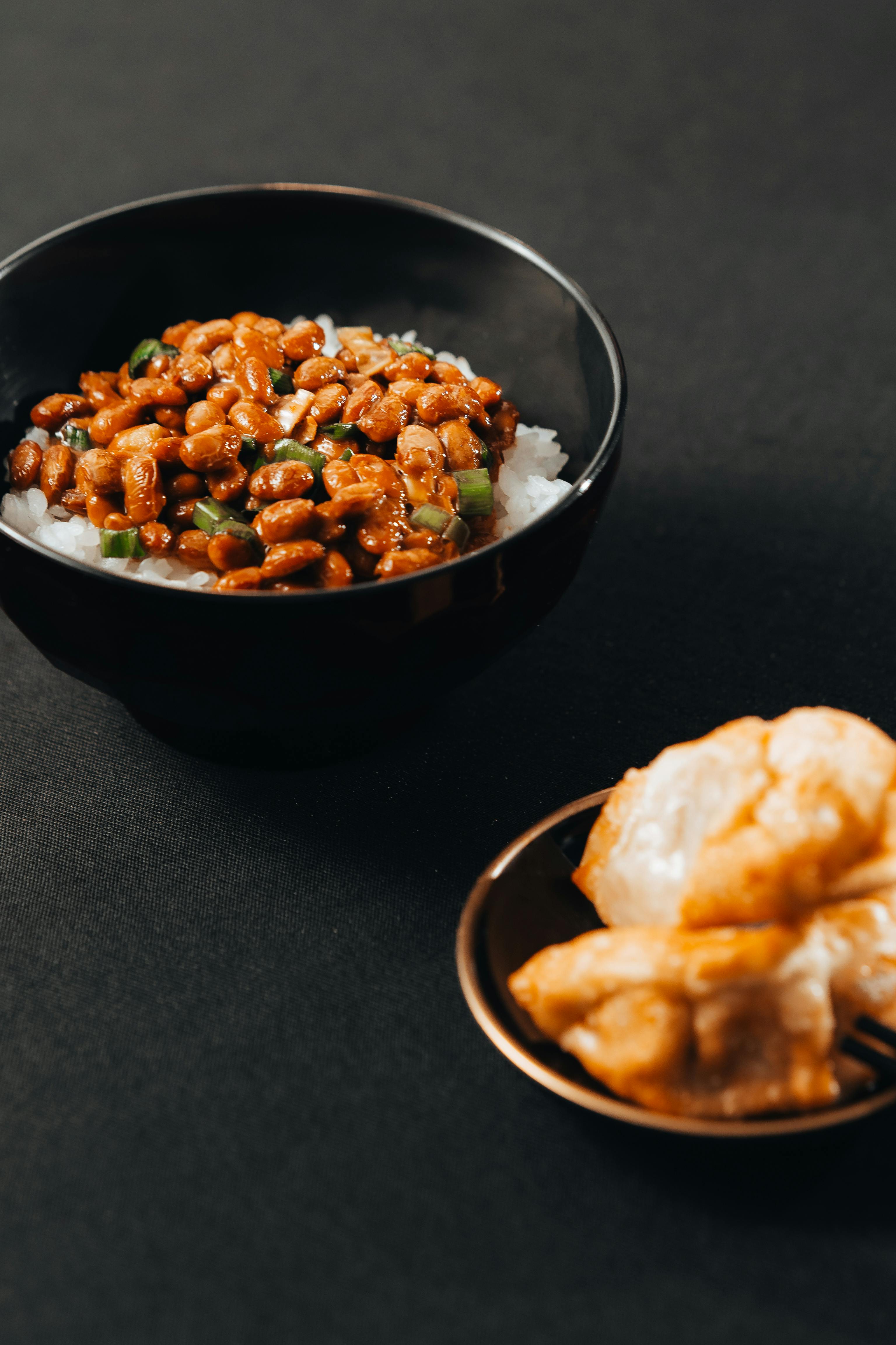 Delicious Natto Rice Bowl with Tofu Delight · Free Stock Photo