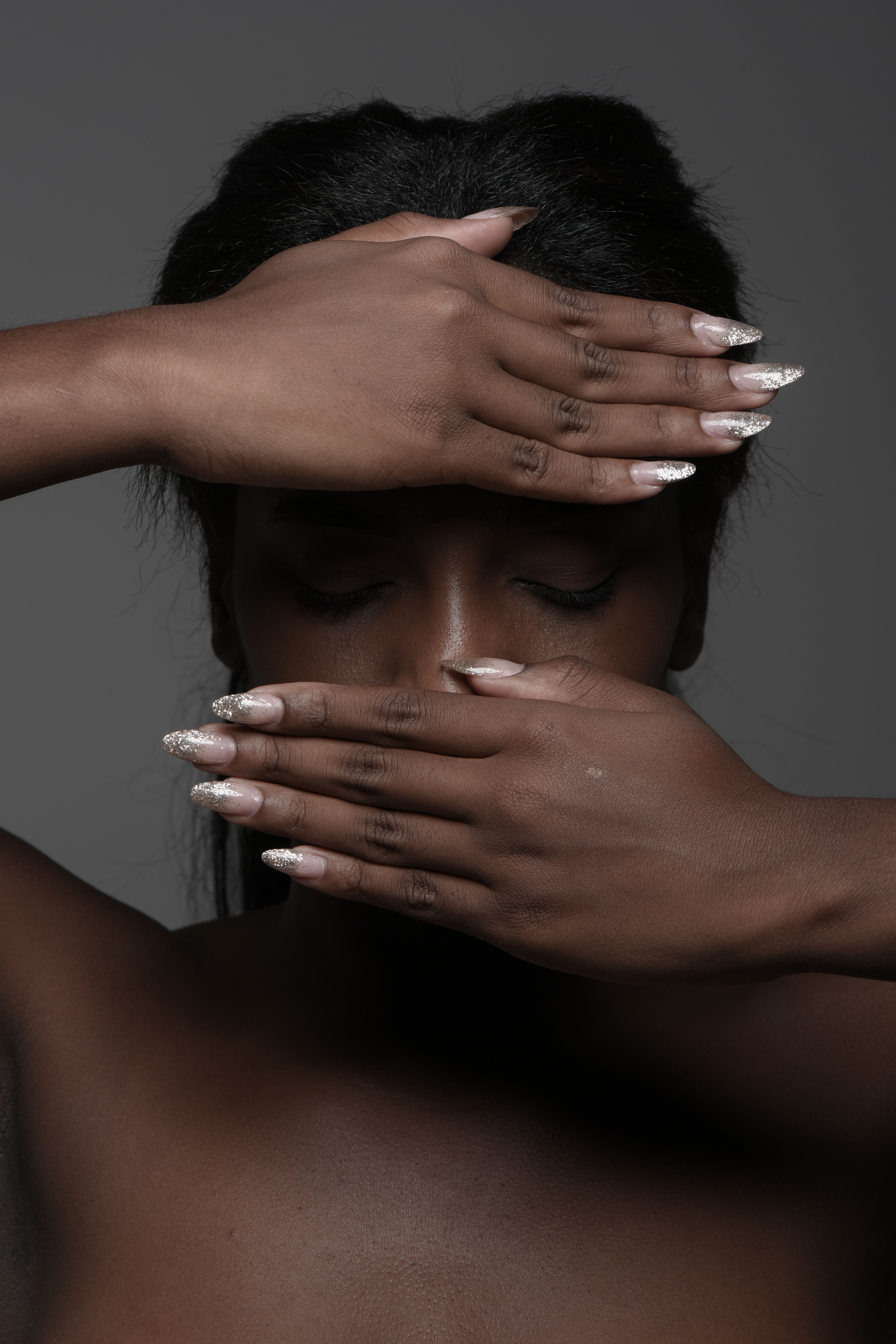 Artistic Portrait with Hands Covering Face · Free Stock Photo