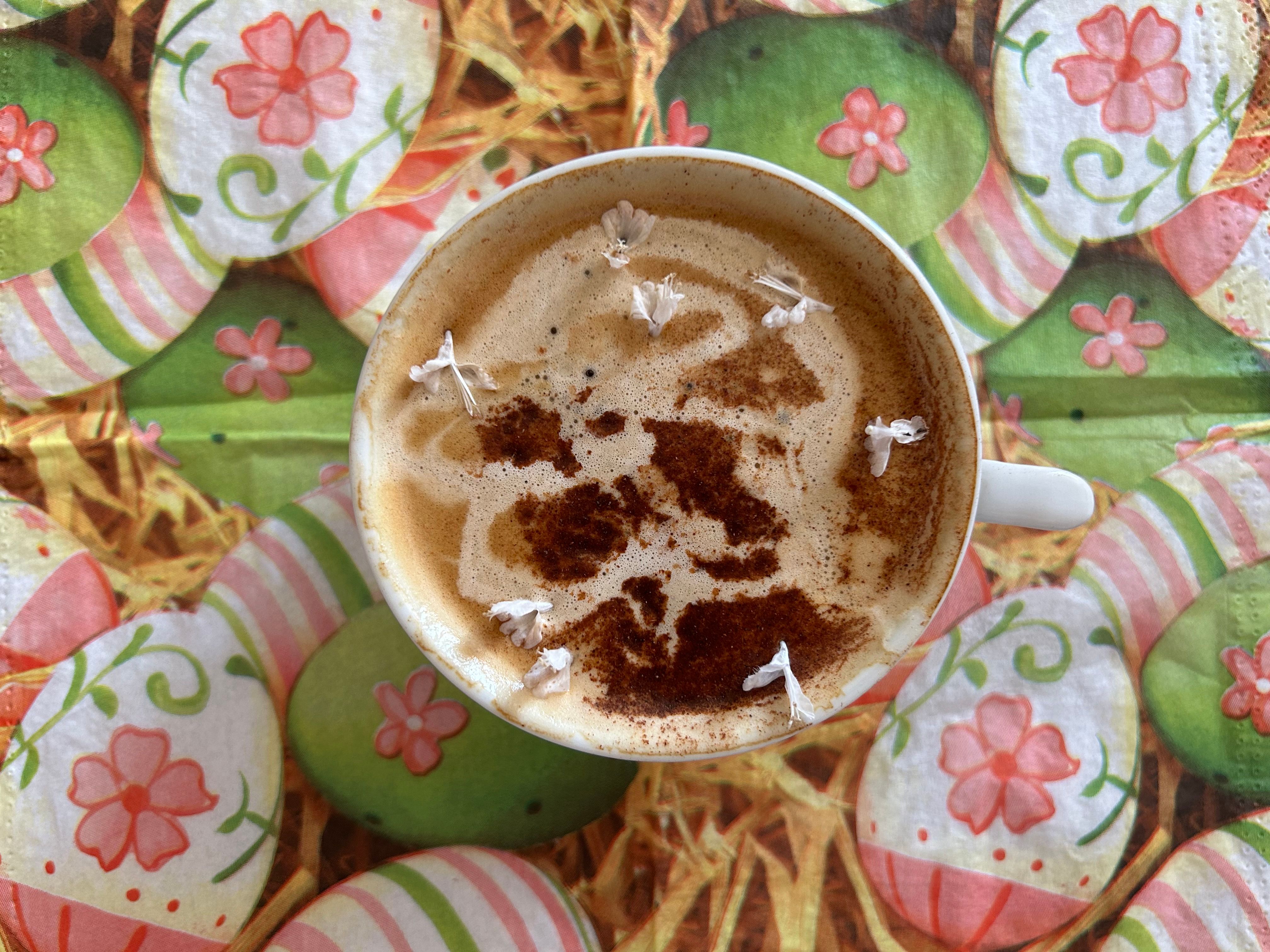 Easter Themed Coffee with Floral Garnish · Free Stock Photo