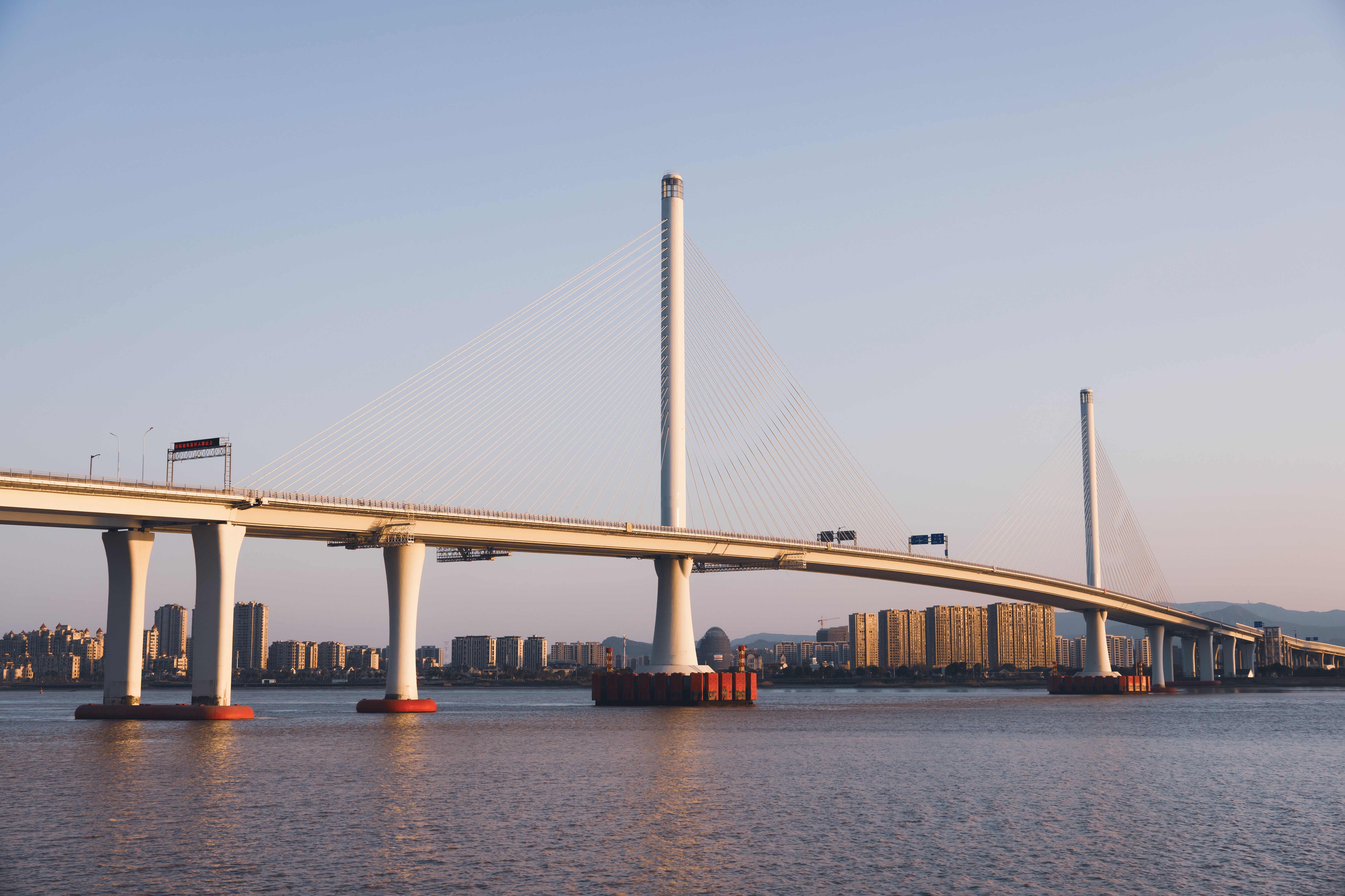 Majestic Cable-Stayed Bridge at Sunset · Free Stock Photo