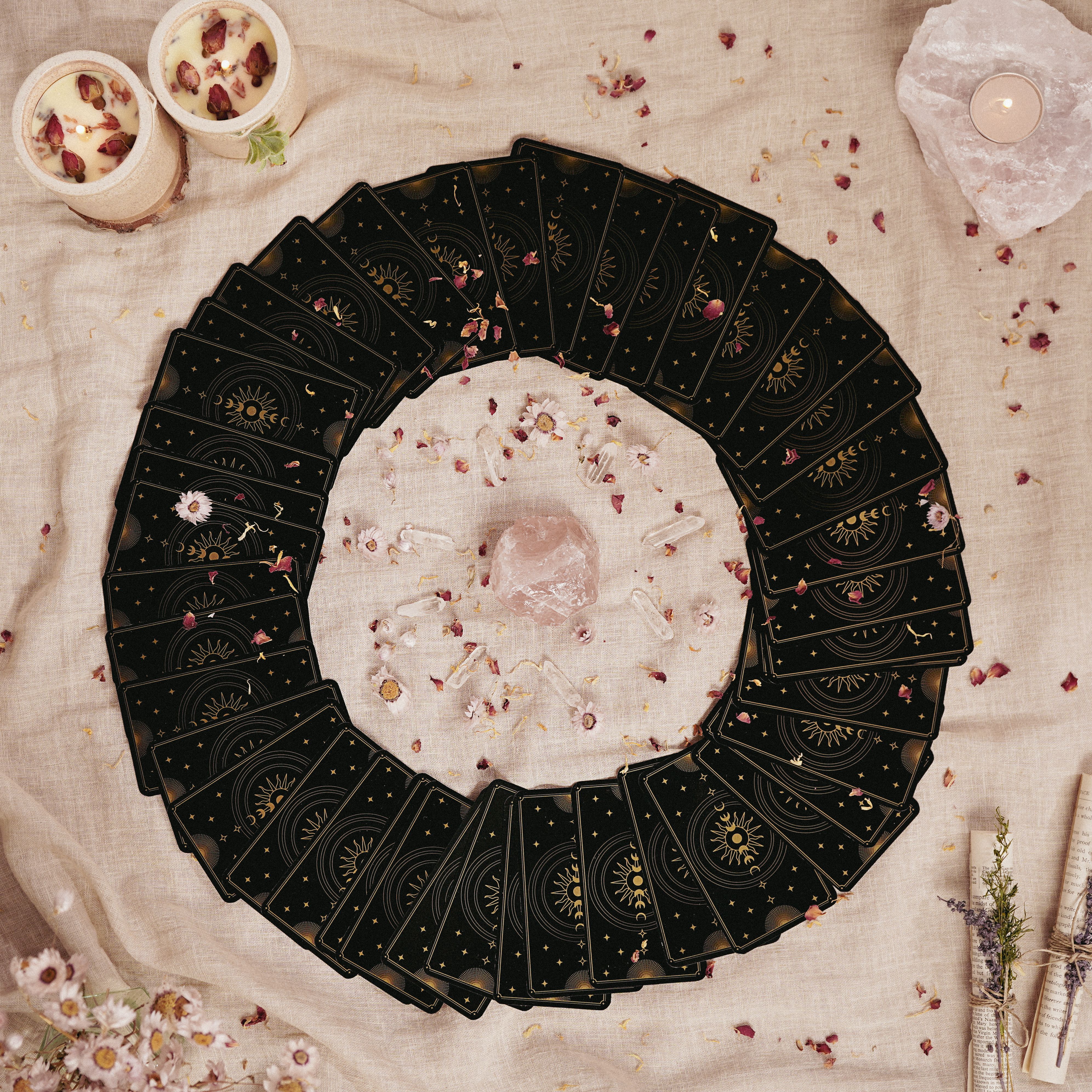 Elegant Circle of Tarot Cards with Crystal · Free Stock Photo