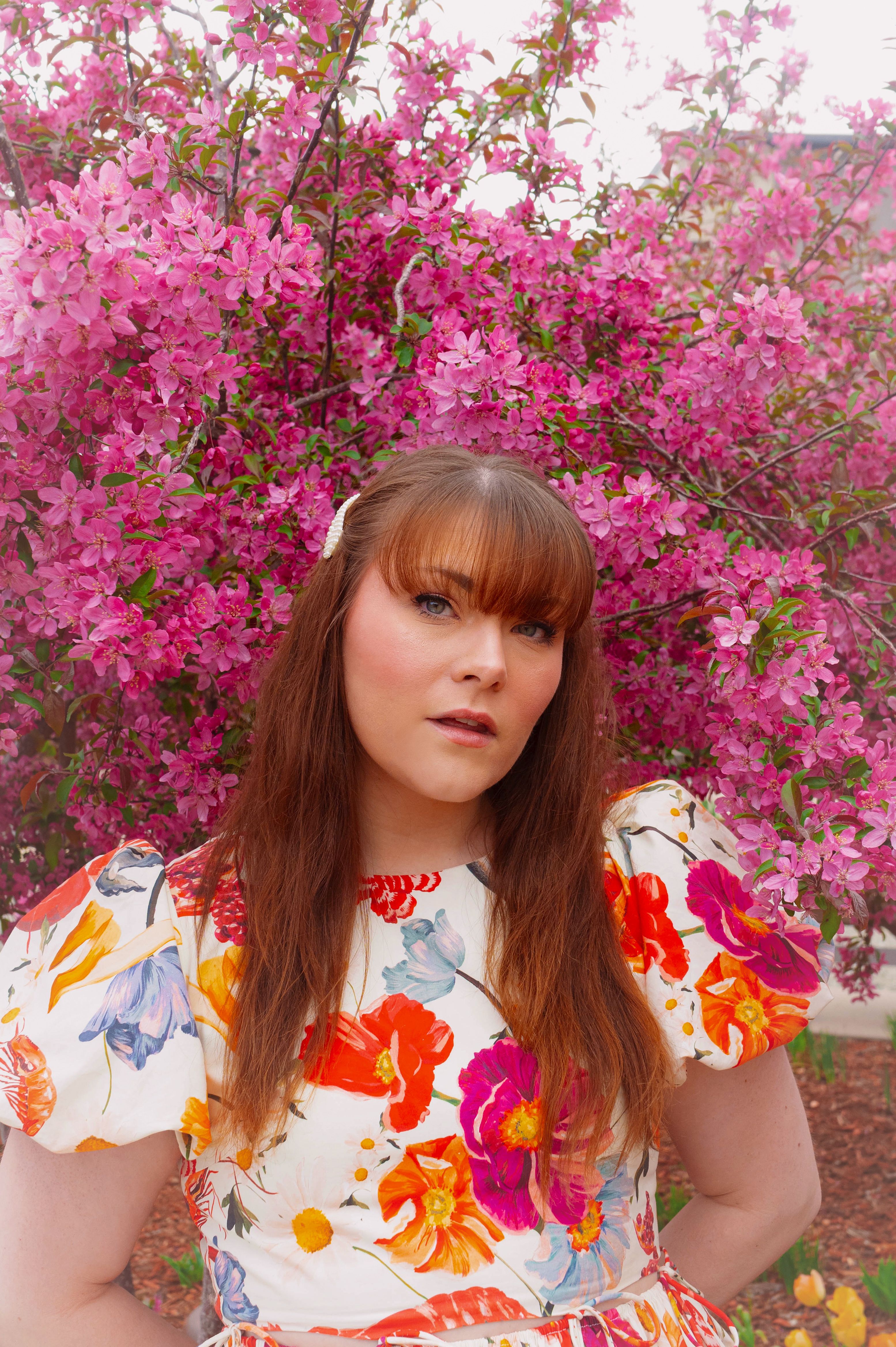 Elegant Spring Portrait with Cherry Blossoms in Denver · Free Stock Photo