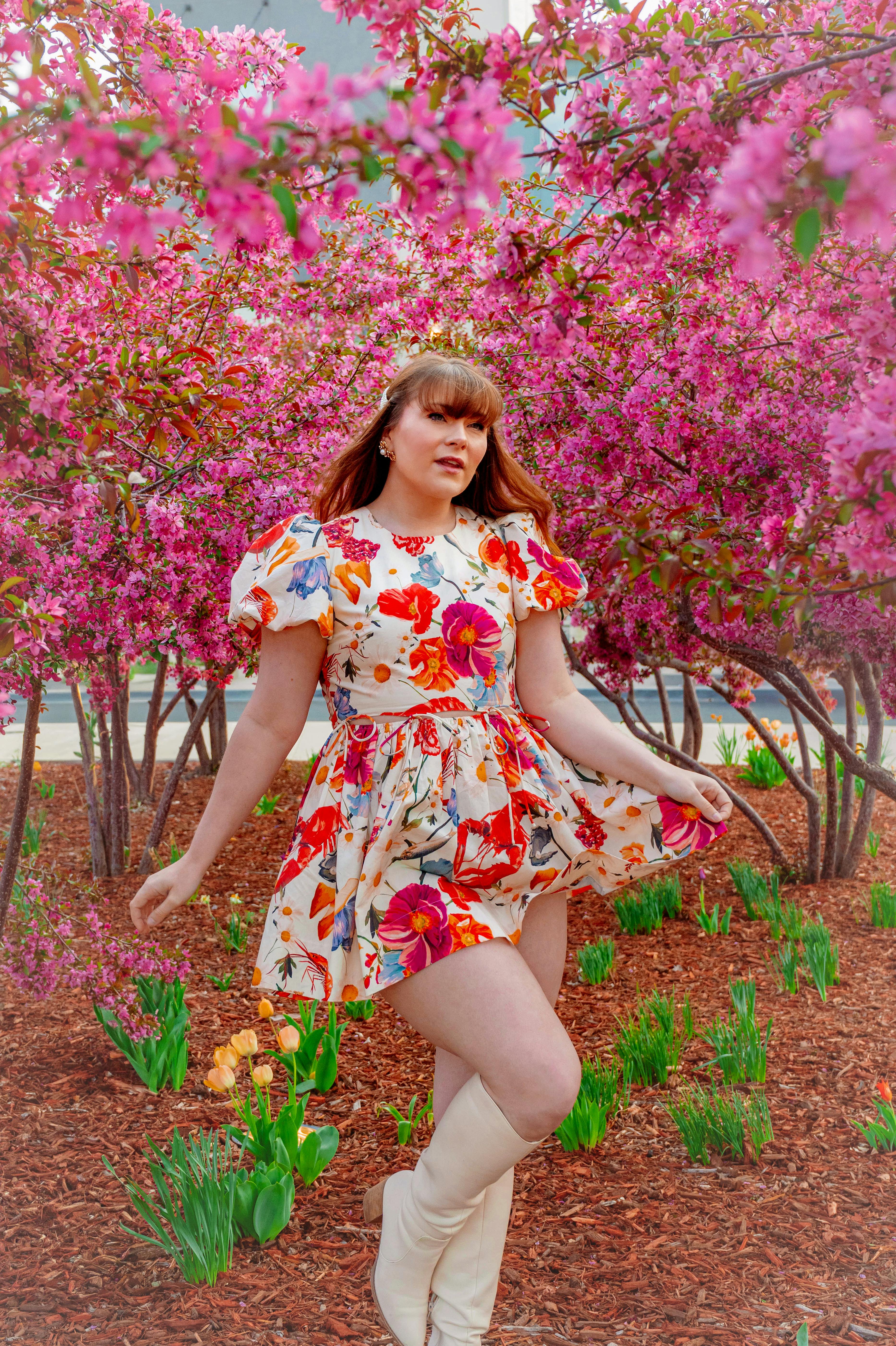 Stylish Spring Fashion in Blooming Garden · Free Stock Photo