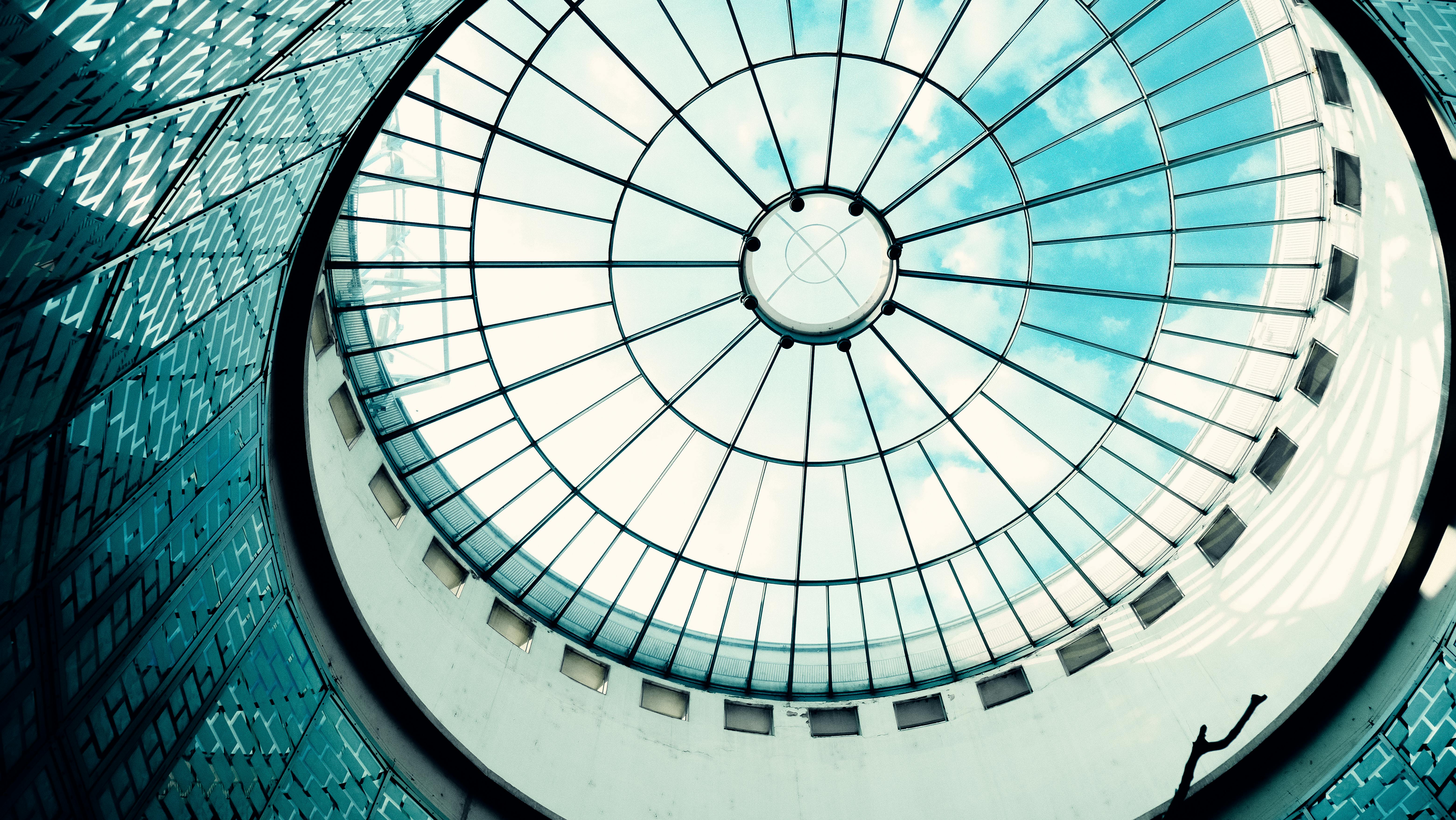 Modern Glass Ceiling with Sky View · Free Stock Photo