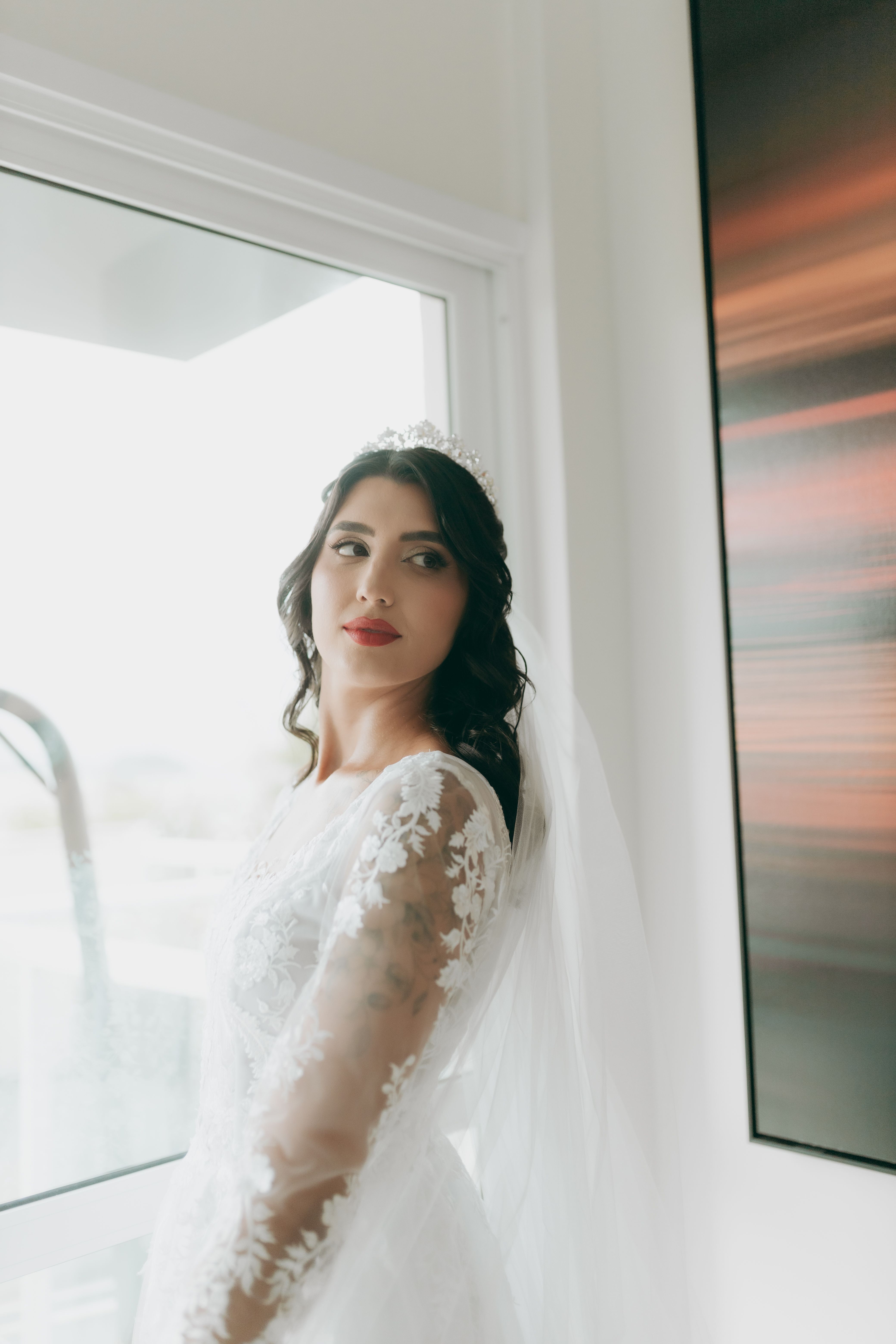 Elegant Bride Posing Indoors for Wedding Portrait · Free Stock Photo