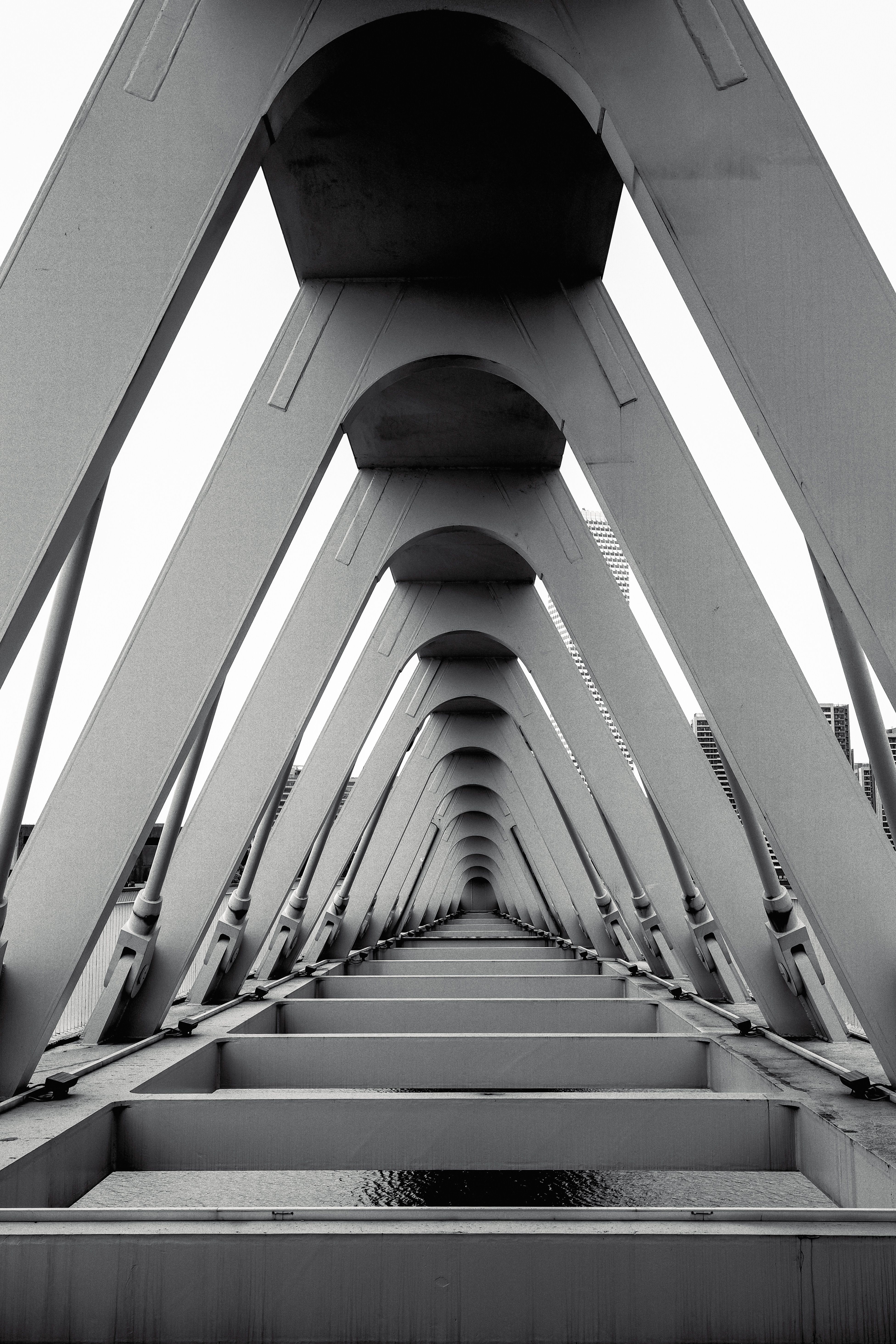 Geometric Perspective of Modern Steel Bridge · Free Stock Photo