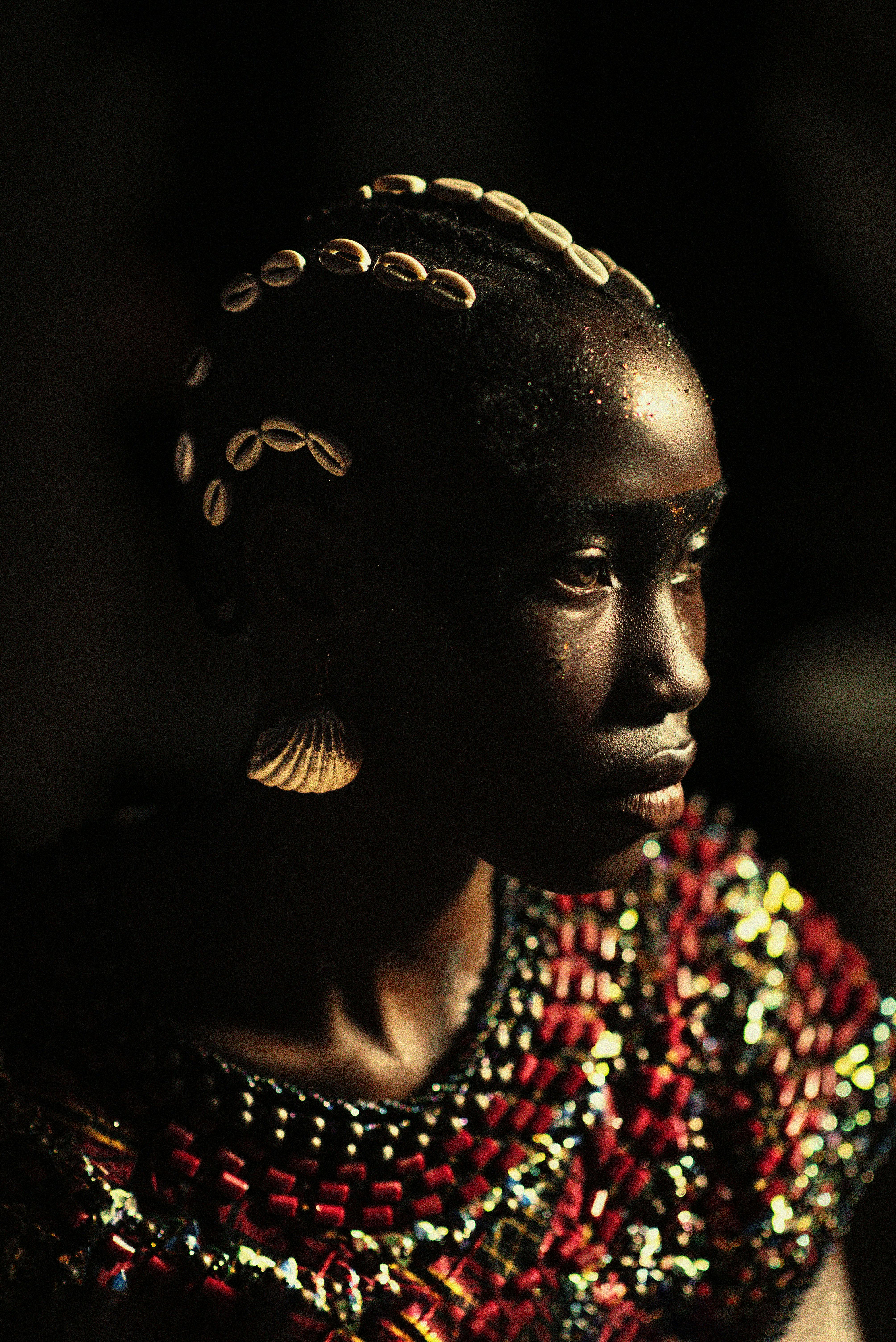 Artistic Portrait of Woman with Shell Adorned Hair · Free Stock Photo