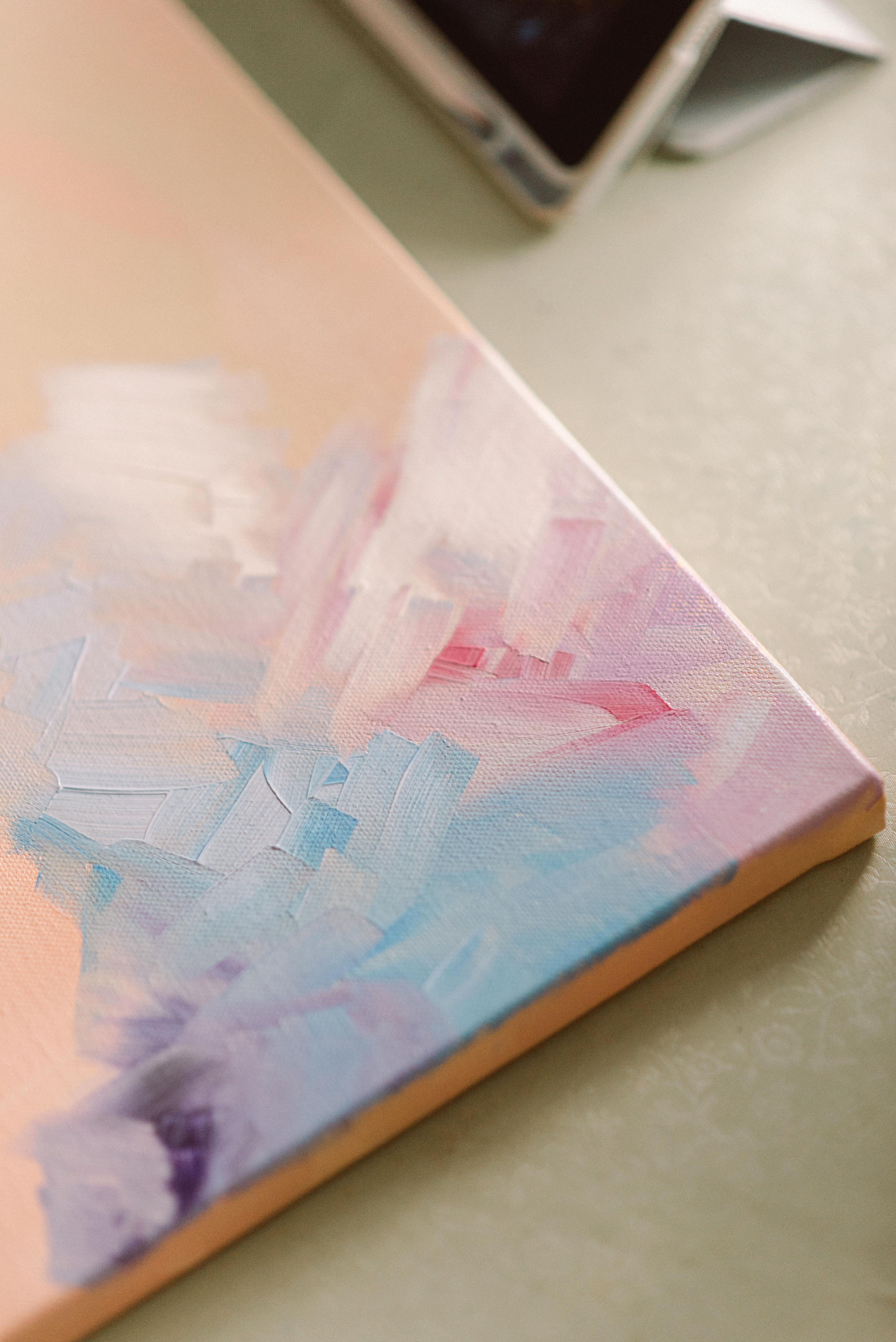 Abstract Pastel Painting in Artistic Studio · Free Stock Photo