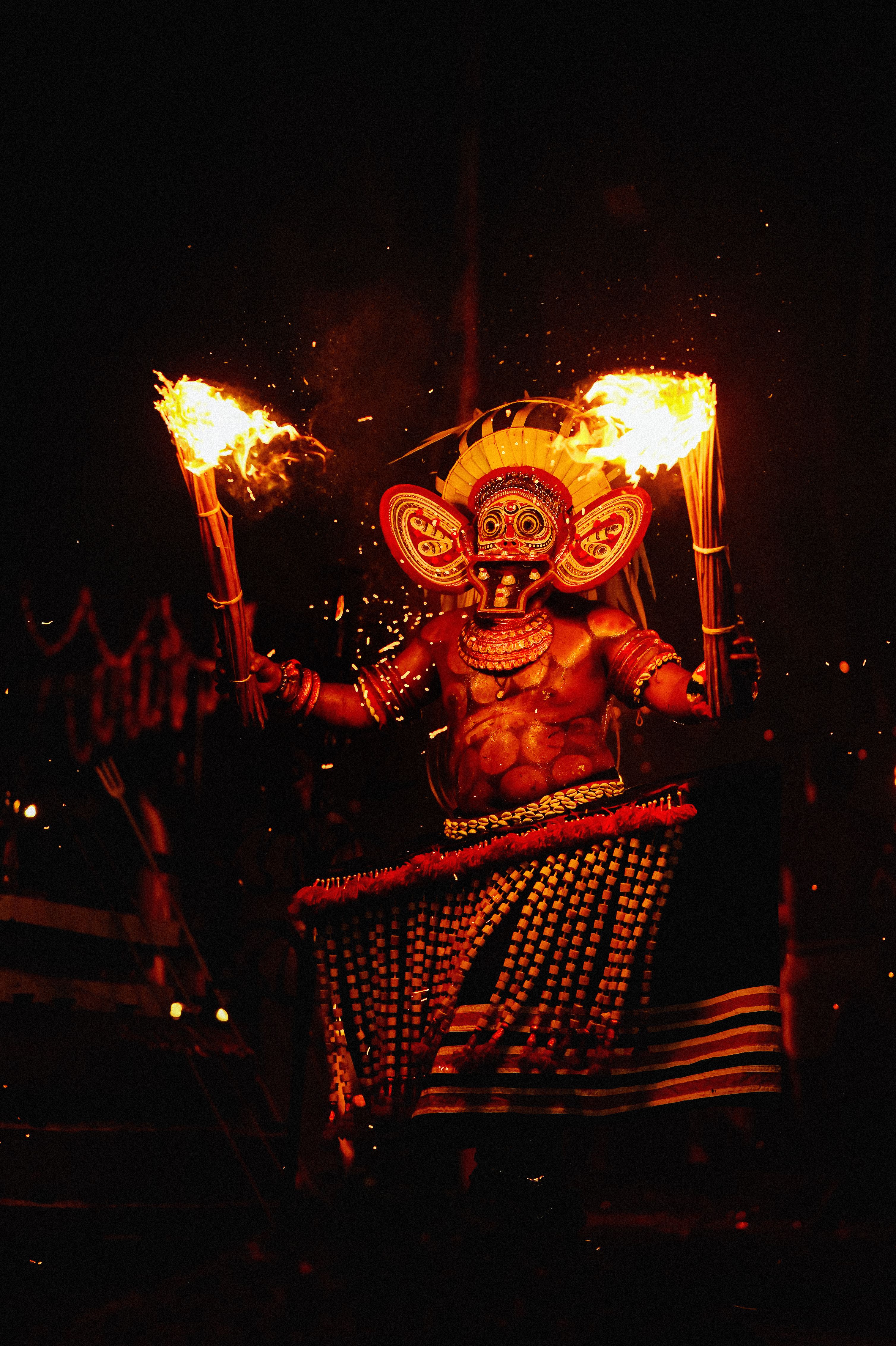 Traditional Fire Dance Performance at Night · Free Stock Photo