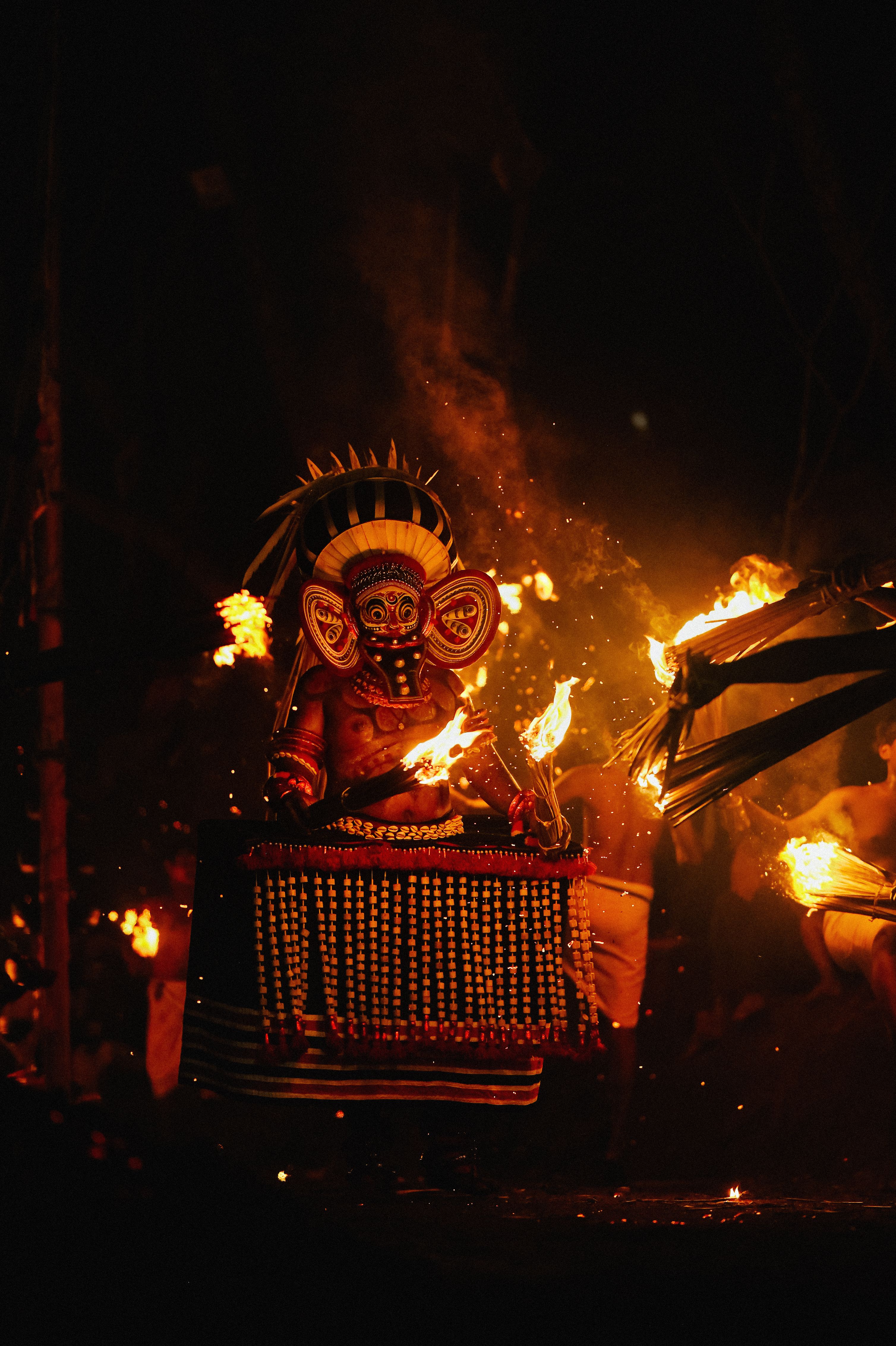 Traditional Fire Dance Performance at Night · Free Stock Photo