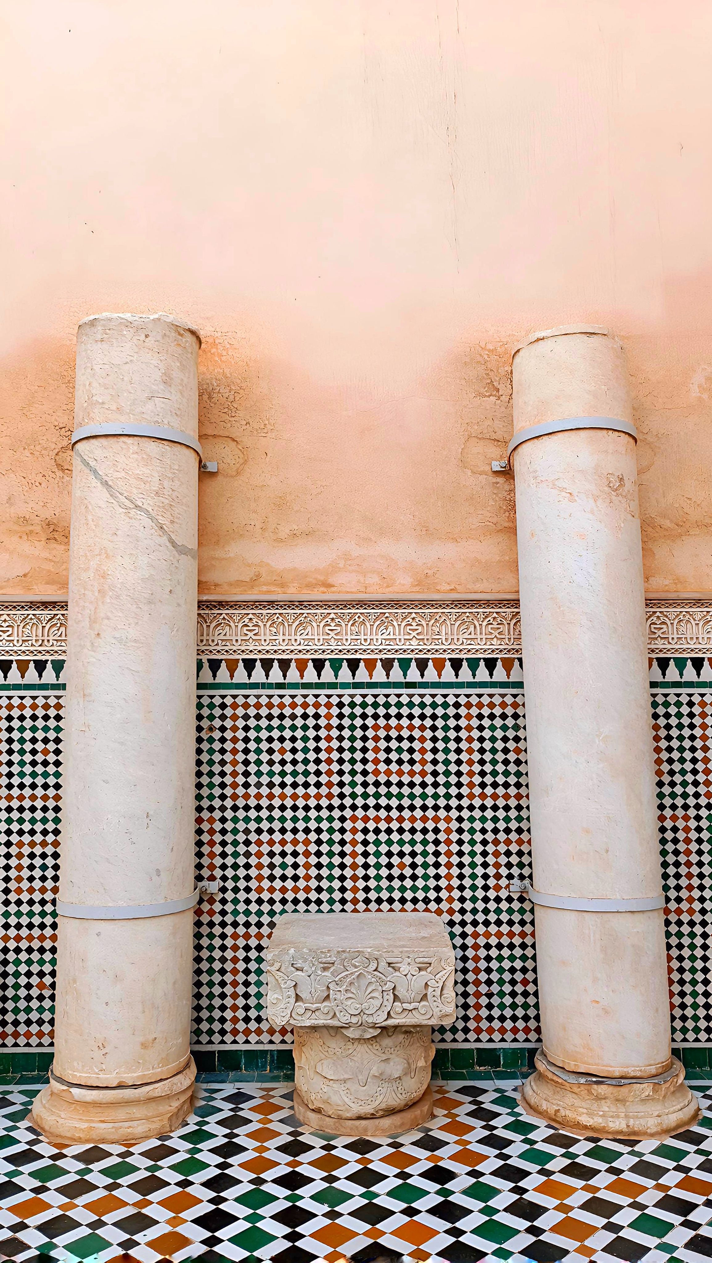 Ancient Columns with Moroccan Mosaic Tiles · Free Stock Photo