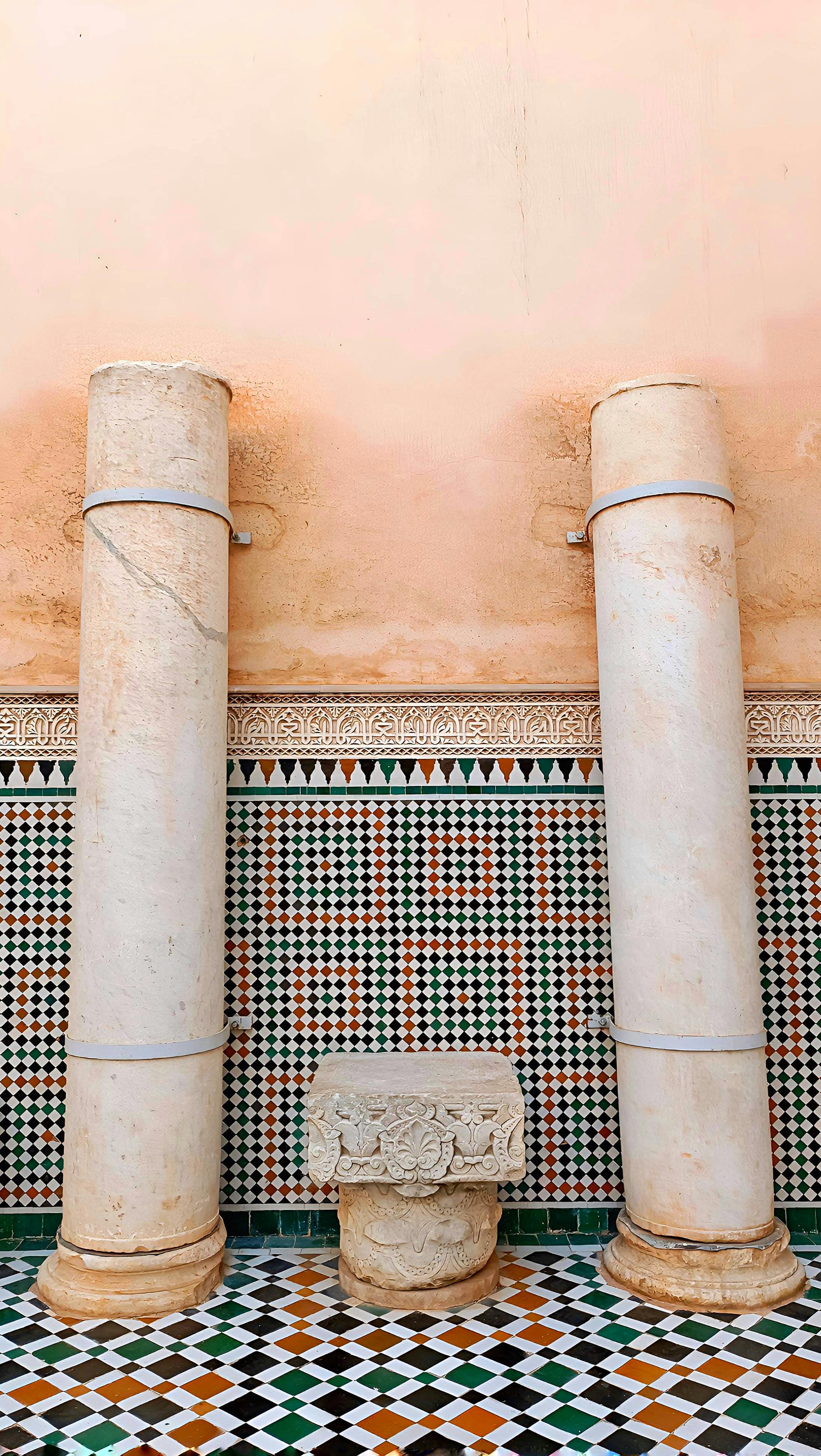 Ancient Columns with Moroccan Mosaic Tiles · Free Stock Photo