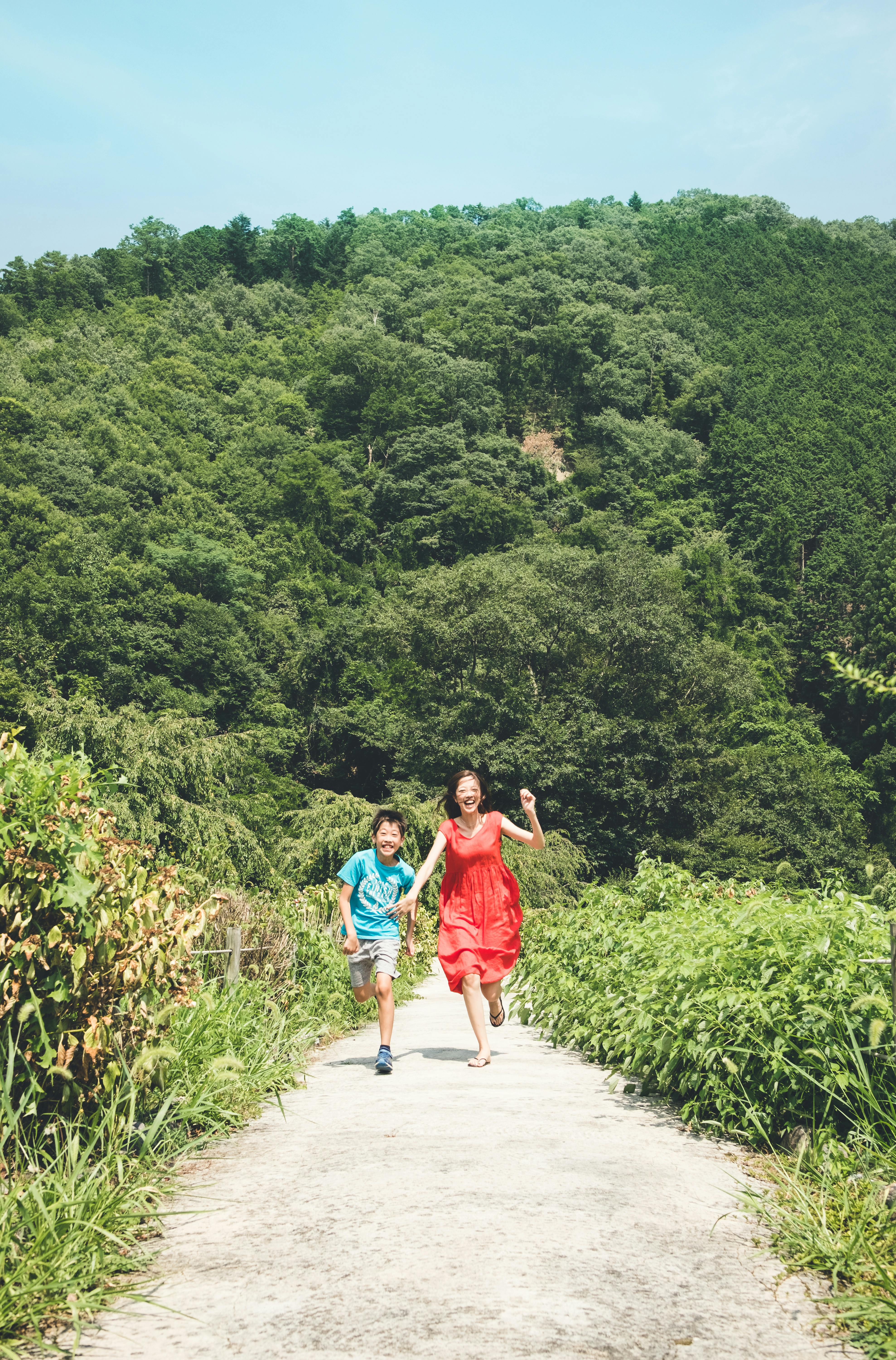 Children Running on Forest Path in Summer · Free Stock Photo