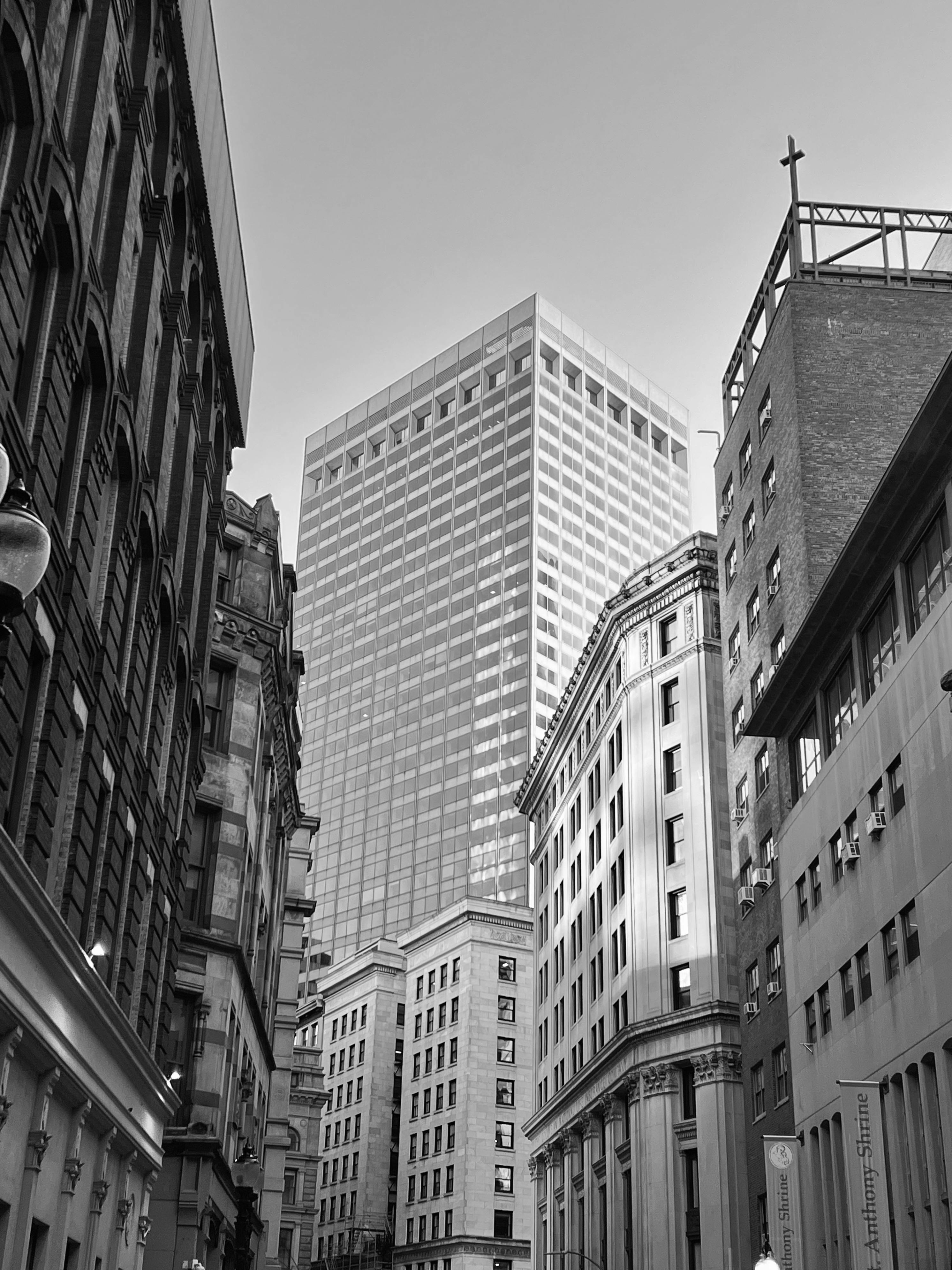 Black and White Cityscape of Skyscraper Alley · Free Stock Photo