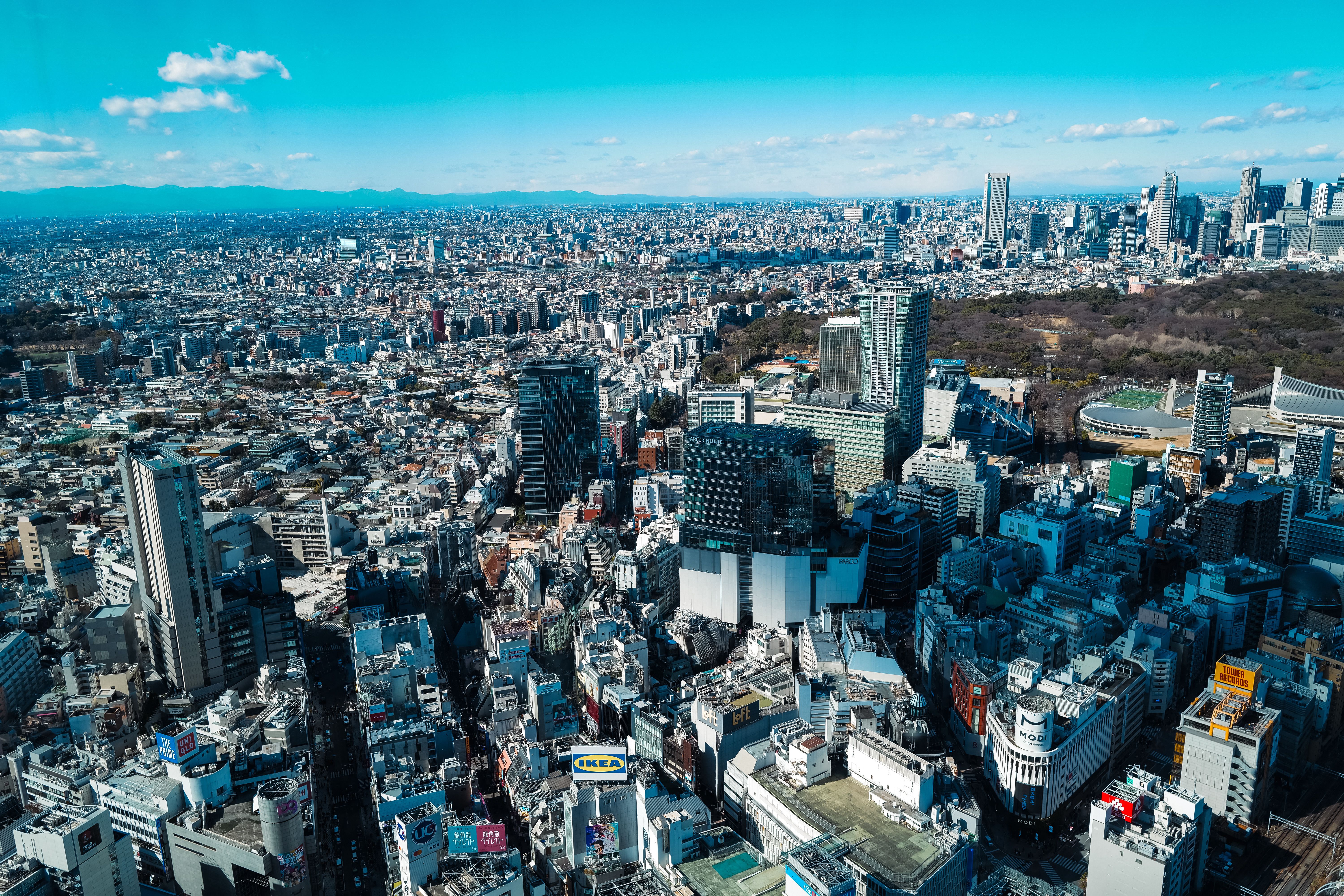 Luftaufnahme Der Skyline Von Tokio Mit Berühmten Sehenswürdigkeiten ...