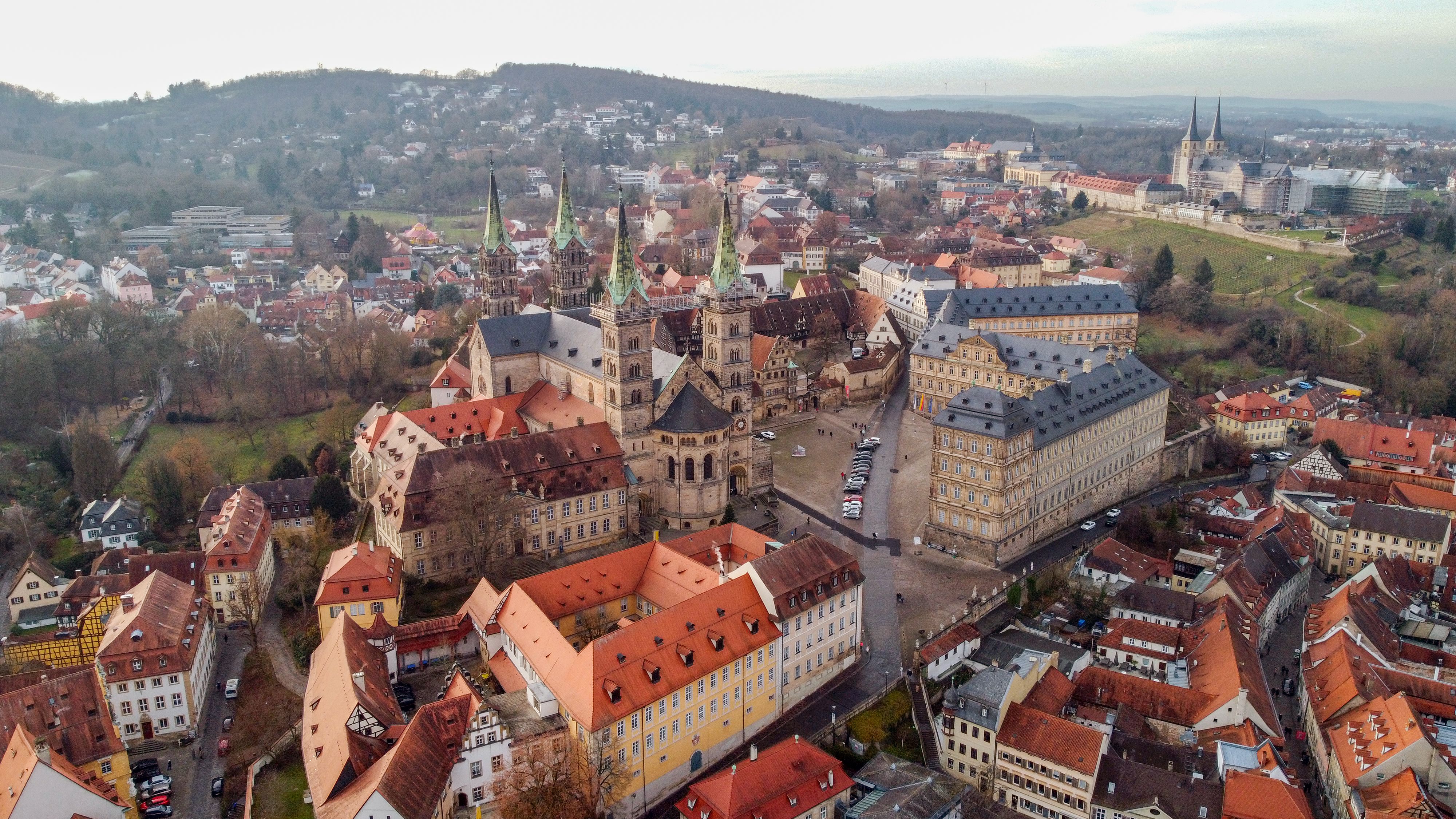 Aerial view of Bamberg Cathedral and Old Town · Free Stock Photo